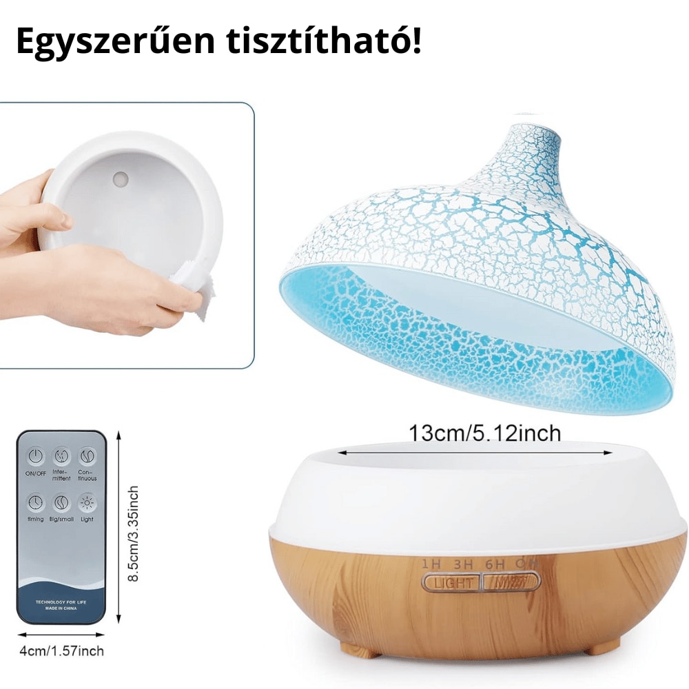 Repedezett és világos fa mintázatú ultrahangos aroma diffúzor - 550 ml ...