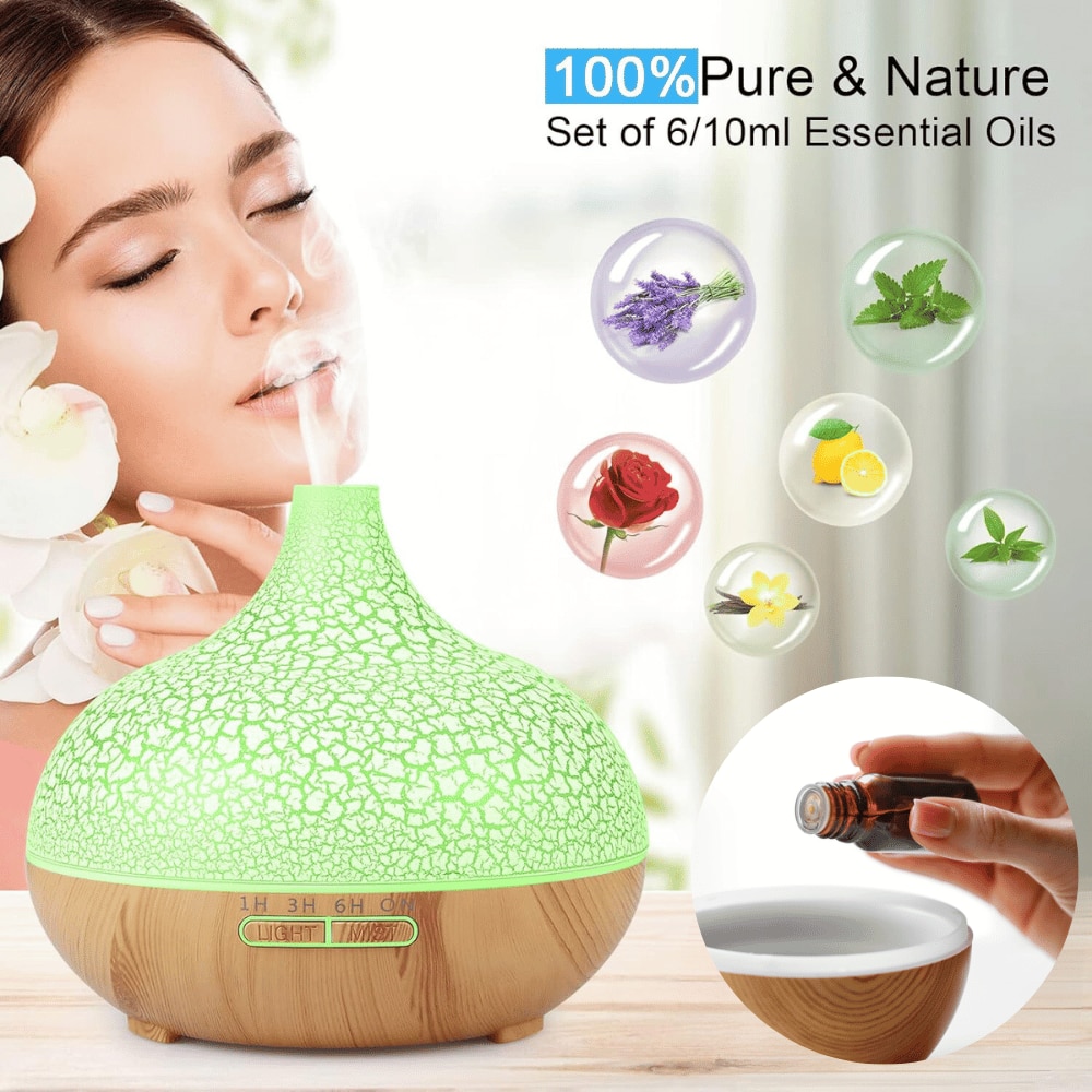 Repedezett és világos fa mintázatú ultrahangos aroma diffúzor - 550 ml ...