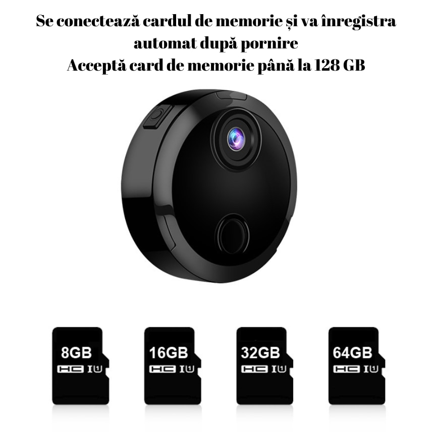Camera Spion Mini, WIFI, IP, Night Vision, Dispozitiv Spionaj cu Camera ...
