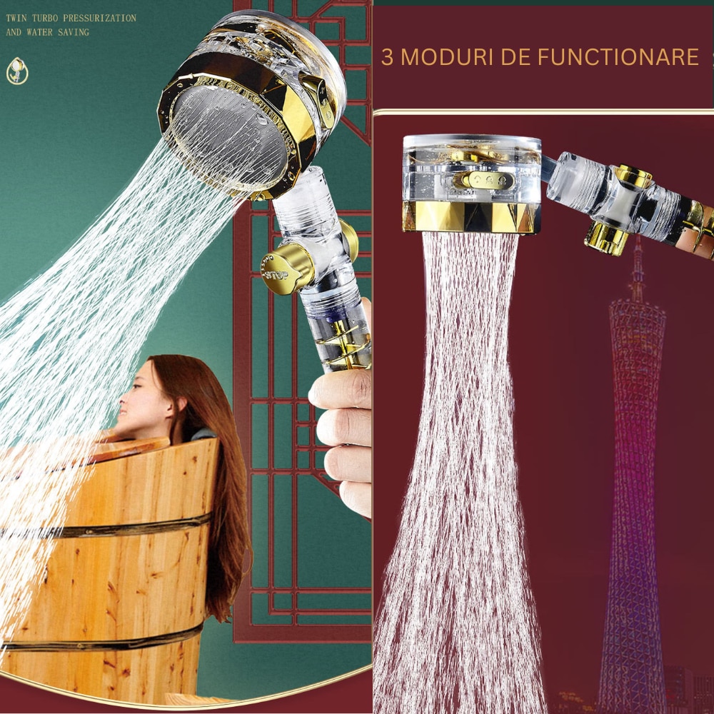 Kit de Dus inteligent CLAUSTEEL, Cap de dus de inalta presiune turbo cu ...