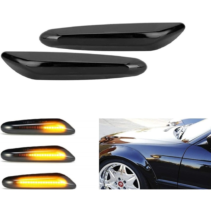 Set 2 Lampi Semnalizare Laterala, Dinamica, Led pentru BMW E60 E61 E90 E91 E92 E93 E81 E82 E88 ...