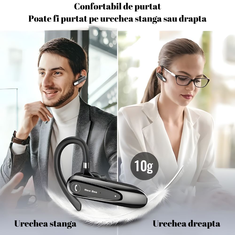 Casca Bluetooth 5.0, Handsfree, Wireless, Cu microfon dublu HD, Timp de ...