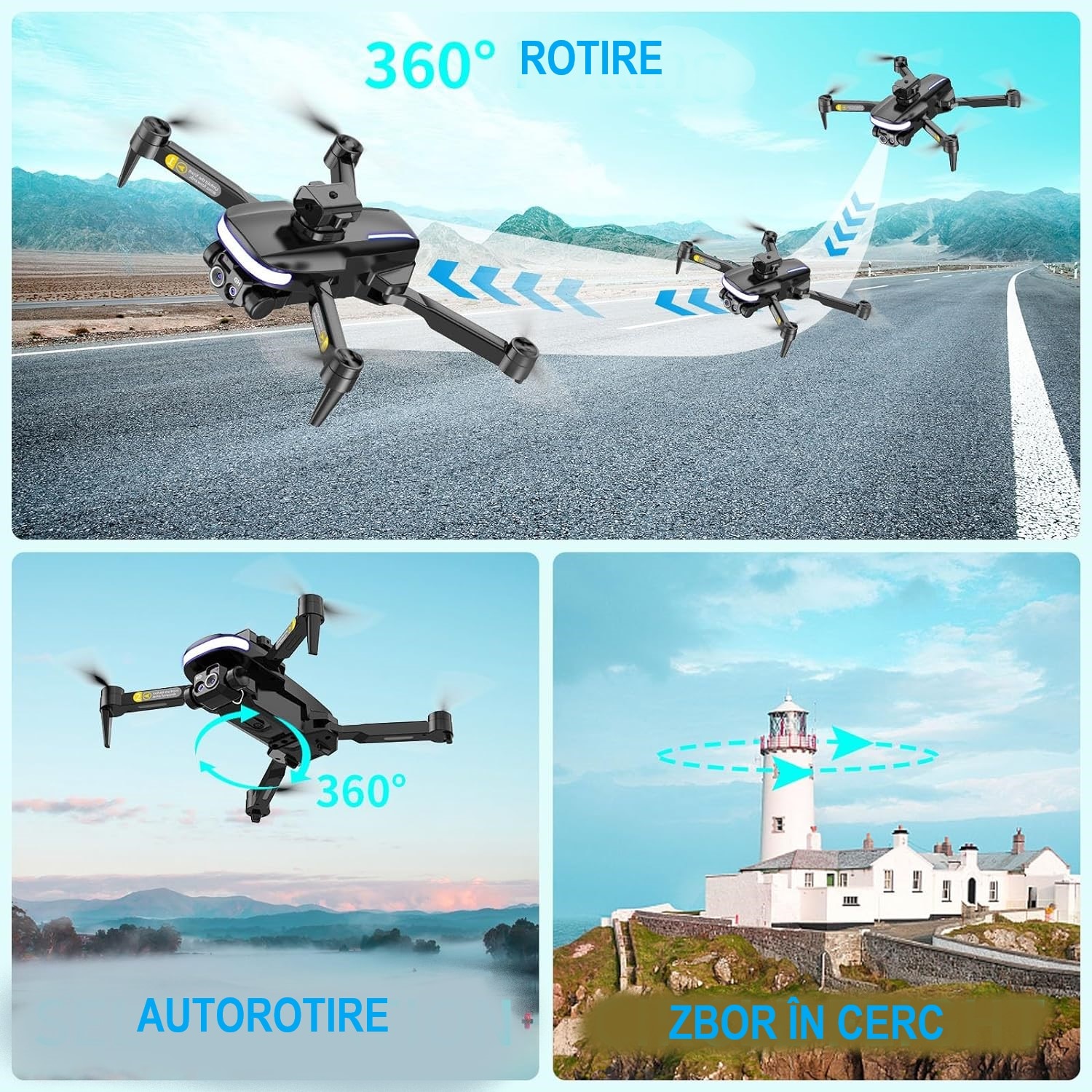 Сгъваем мини дрон с 2 камери 4K HD 1080P, безчетков мотор, Wi-Fi връзка ...