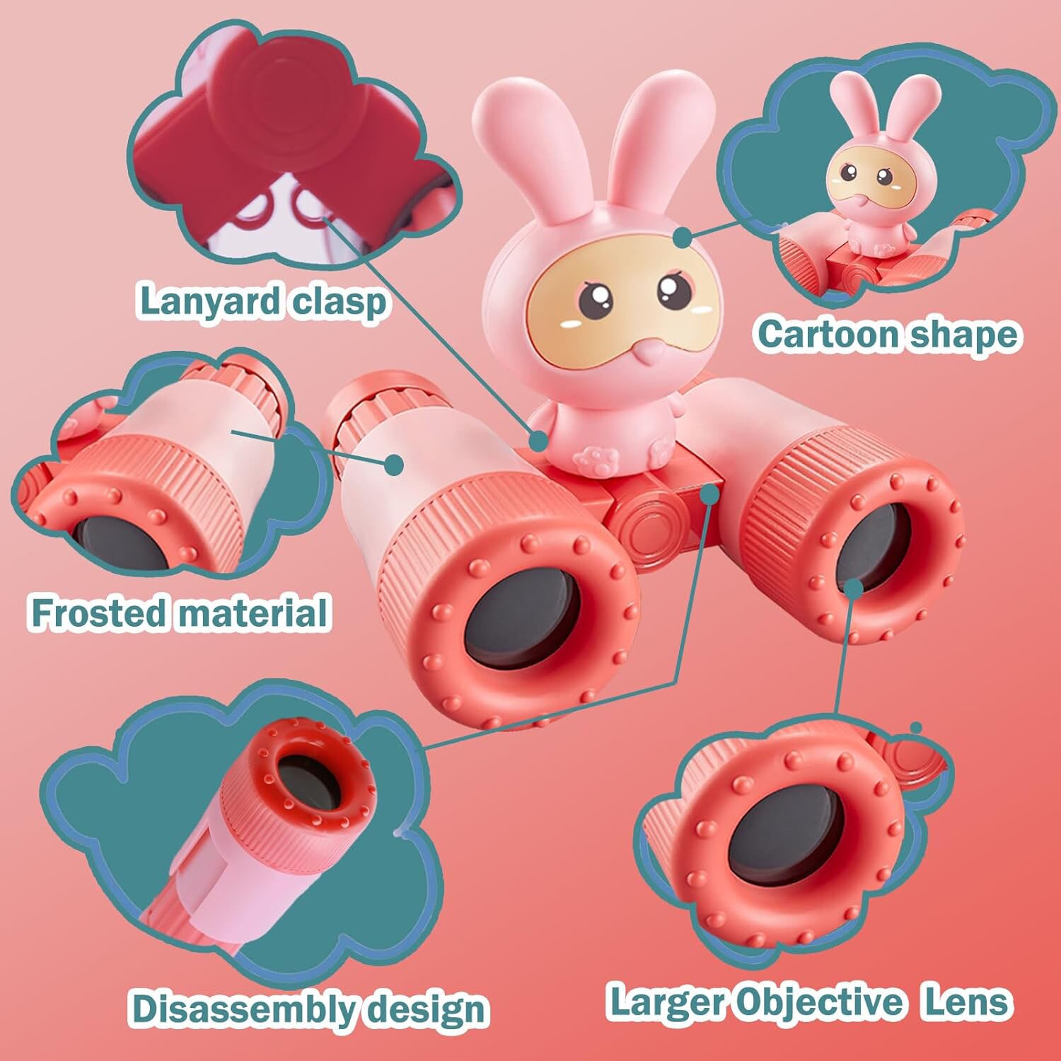 Set binoclu/fluier copii, ABS, 8-12ani, Roz - eMAG.ro