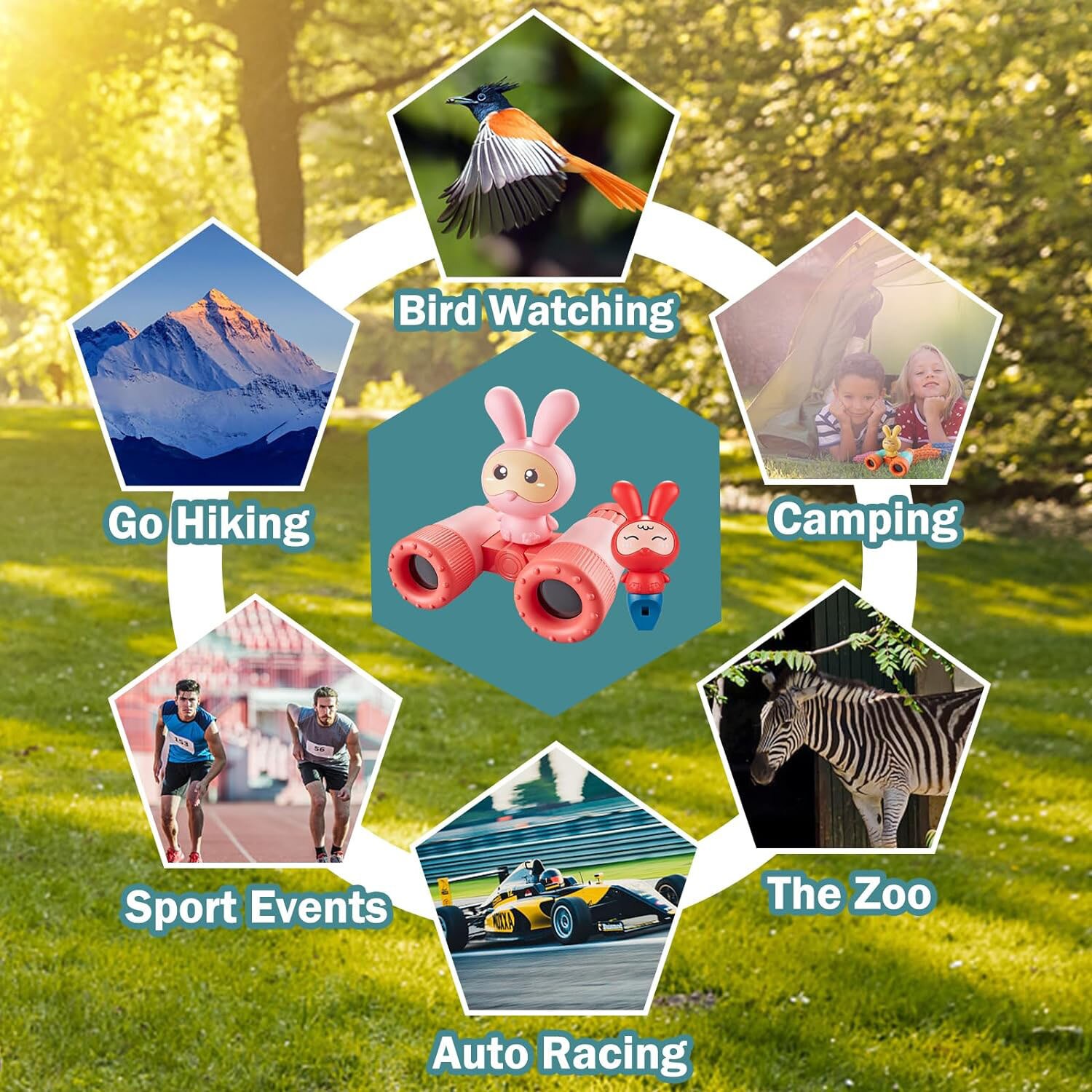 Set binoclu/fluier copii, ABS, 8-12ani, Roz - eMAG.ro