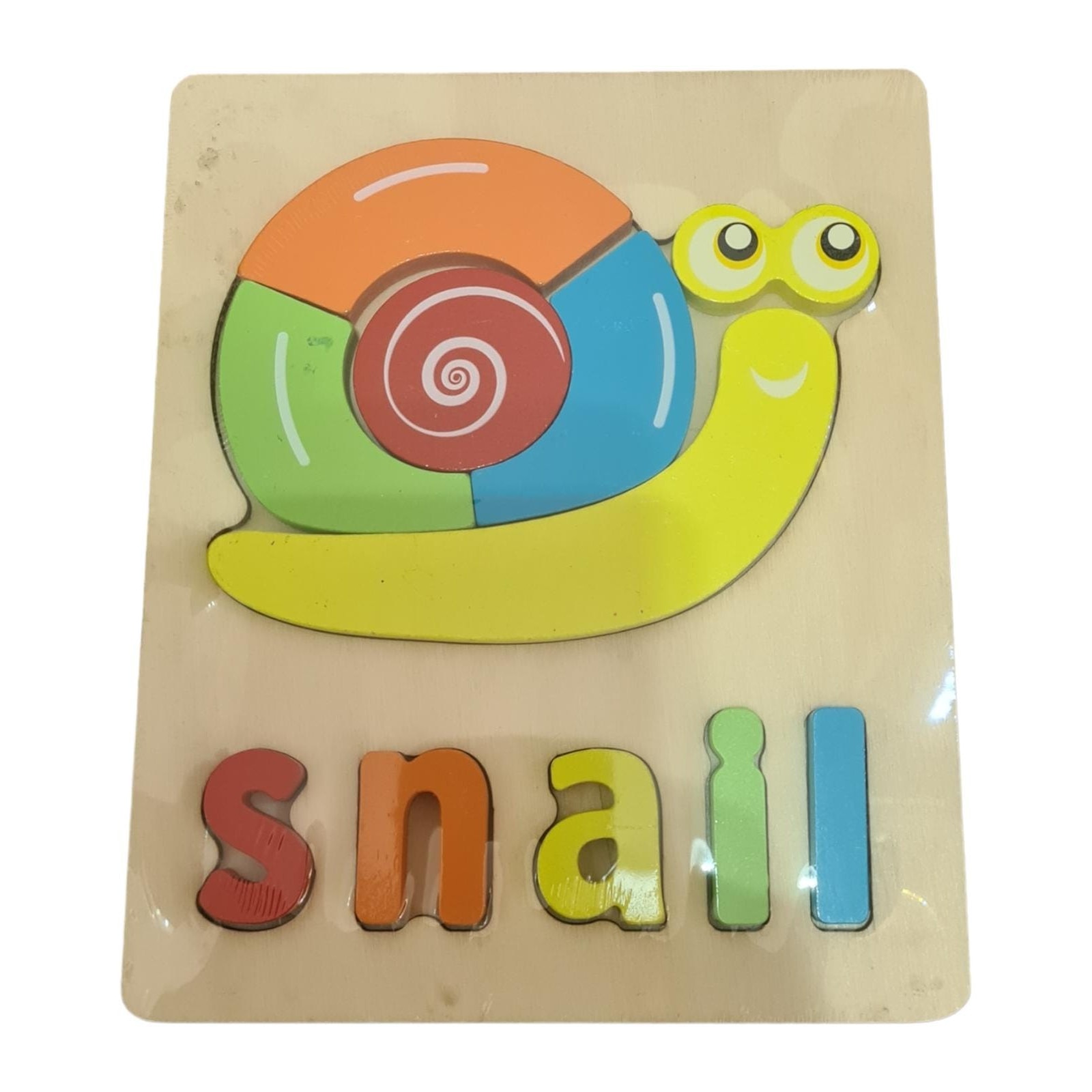 Puzzle educational pentru copii cu 11 piese din lemn, Melc si litere ...