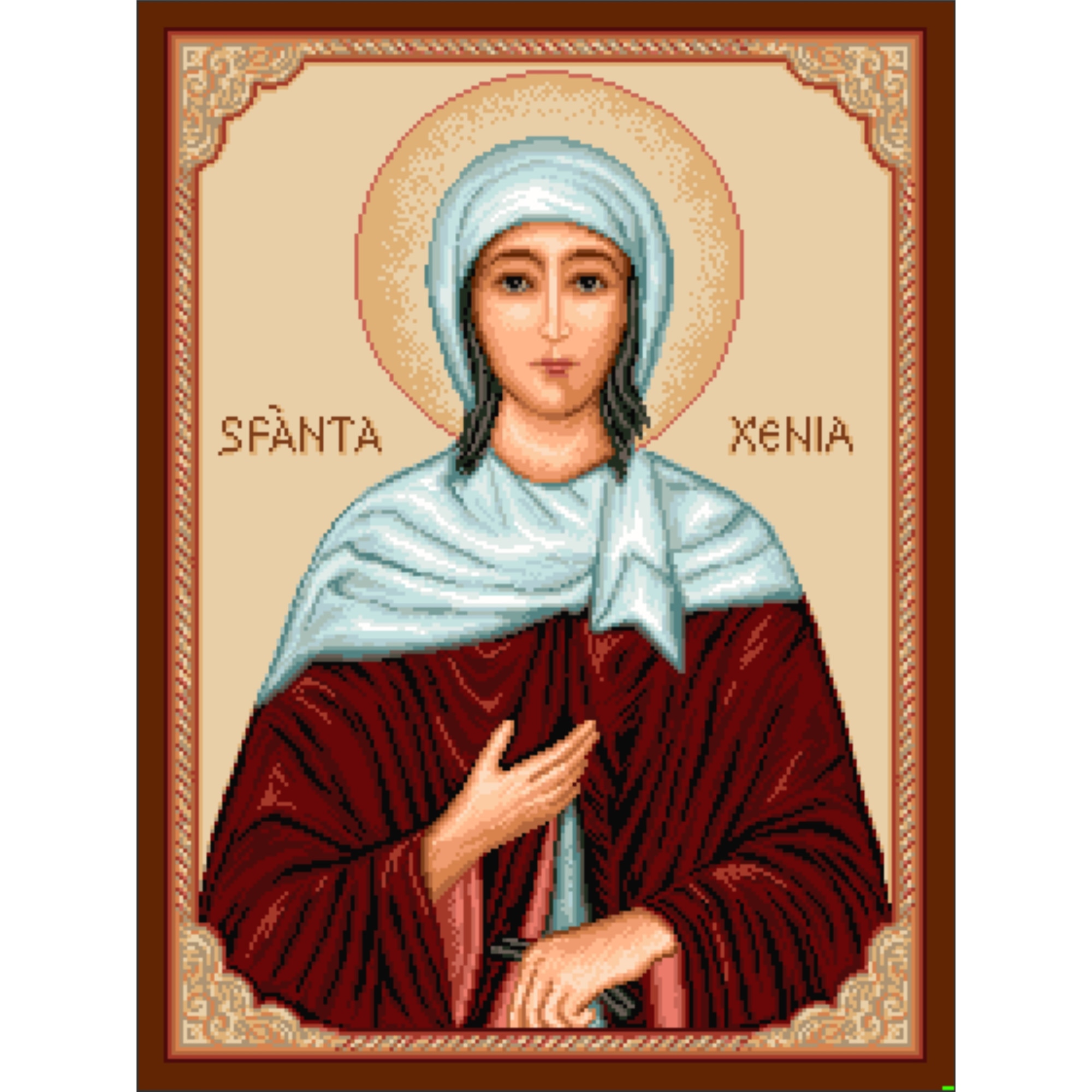 Goblen Sfanta Xenia, Rogoblen, kit cu diagrama alb negru, fire mouline ...