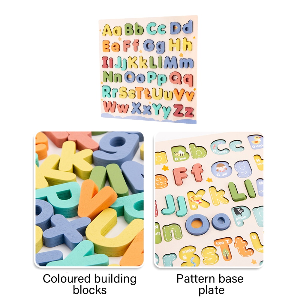 Joc Litere colorate educationale din lemn ecologic 52 piese, Jucarie ...