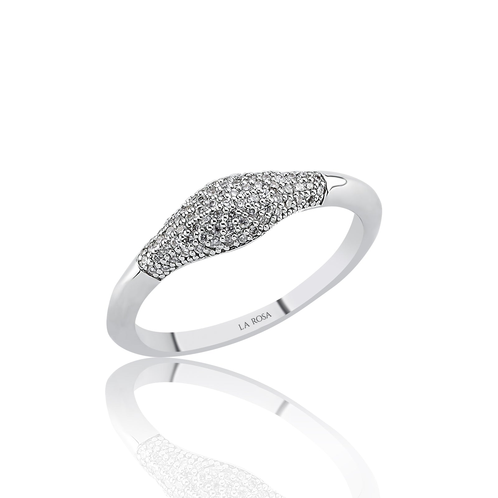Inel din aur alb 14 K, 1.91 g, diamante 0.17 carate, 62 pietre, marimea ...