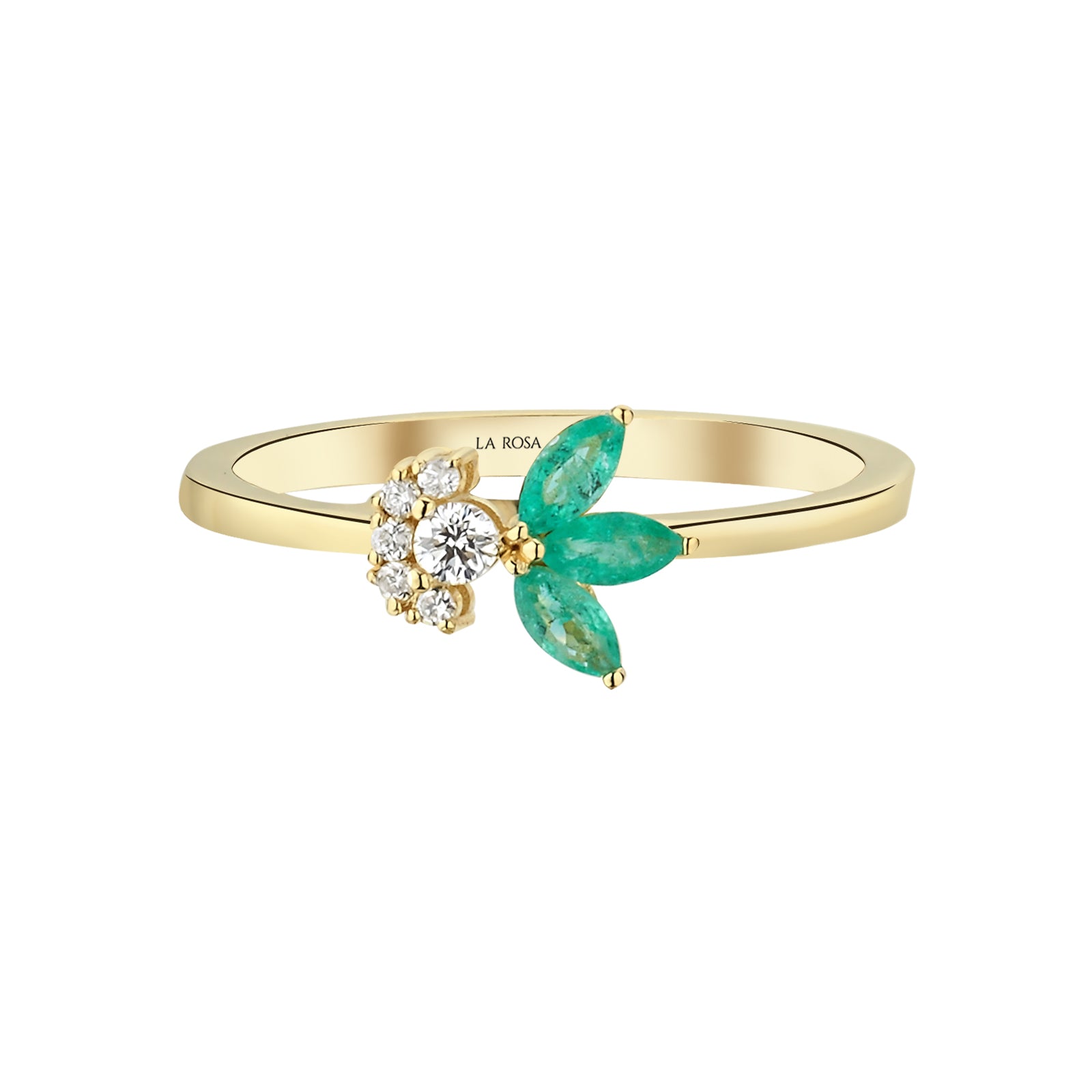 Inel din aur galben 14 K, forma floare, 1.62 g, diamante 0.07 carate si ...