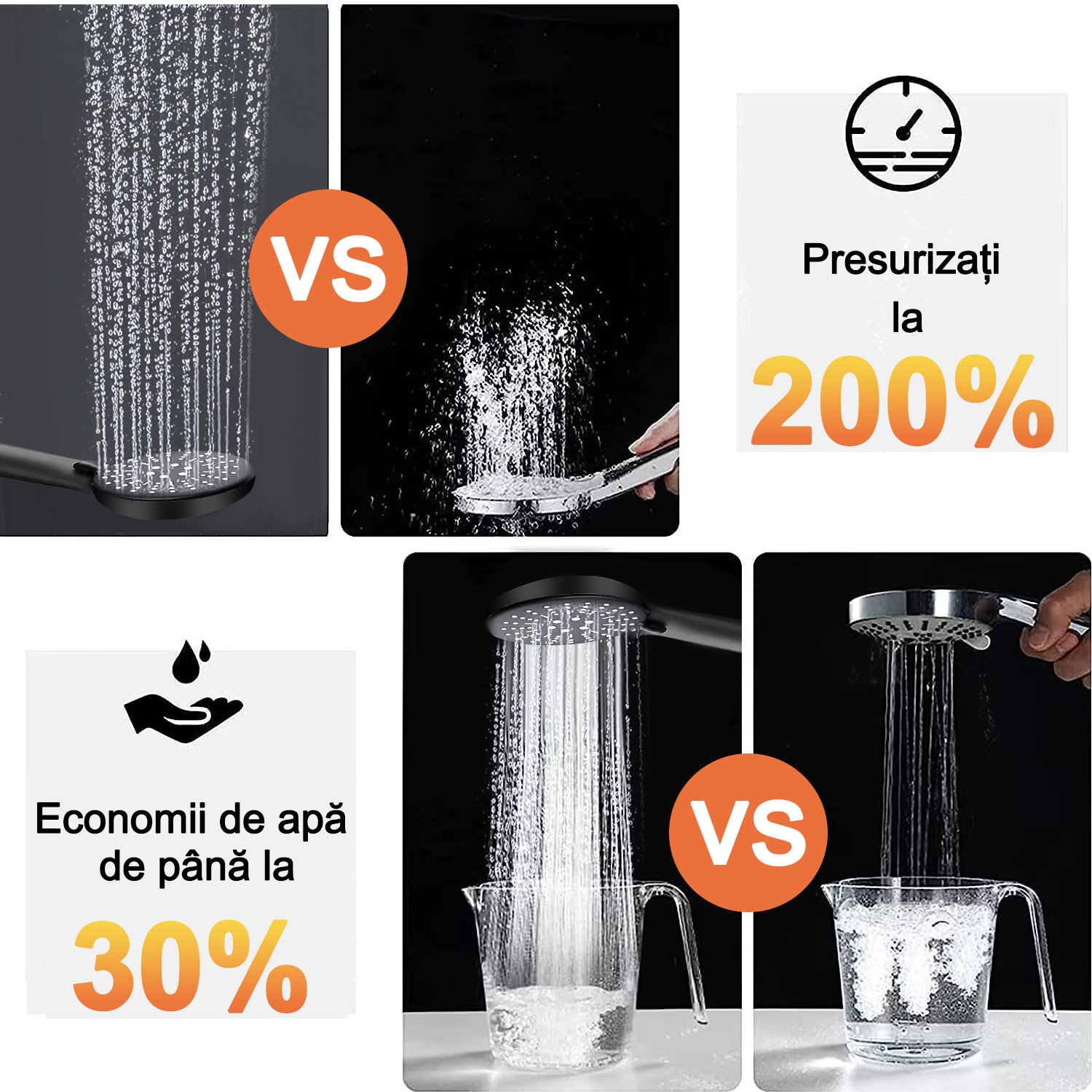 Para dus, Xinxu, 3 moduri de curgere a apei, Detasabil, Duze de silicon ...