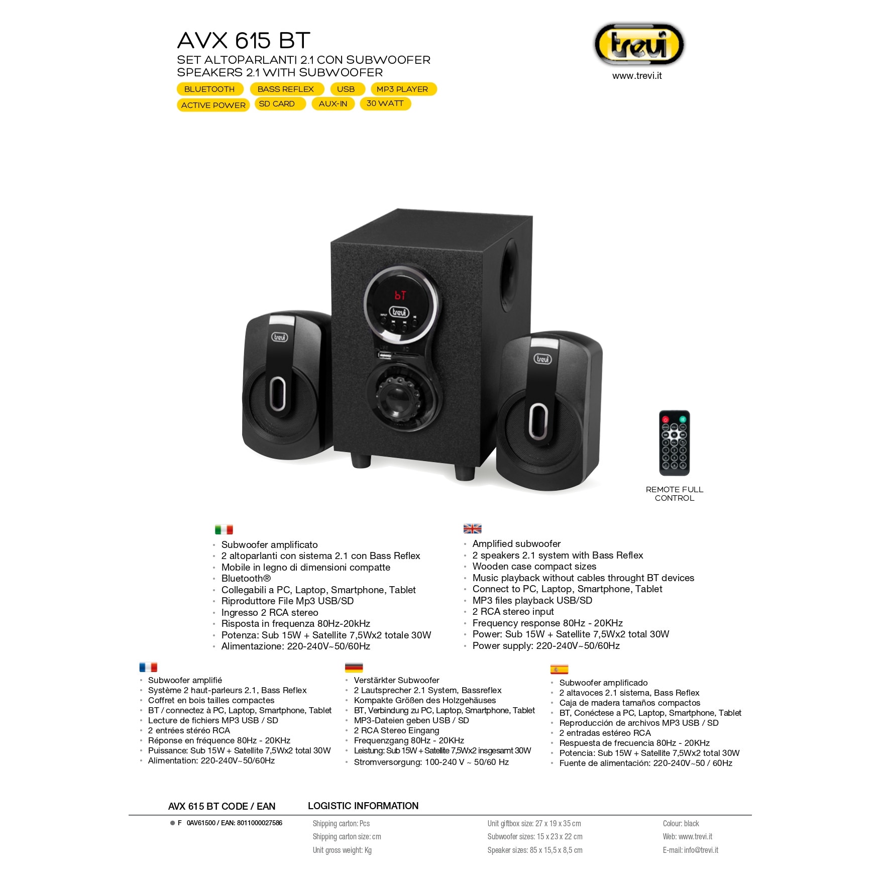 System boxe active 2.1 cu amplificare 30W telecomanda, subwoofer bass ...