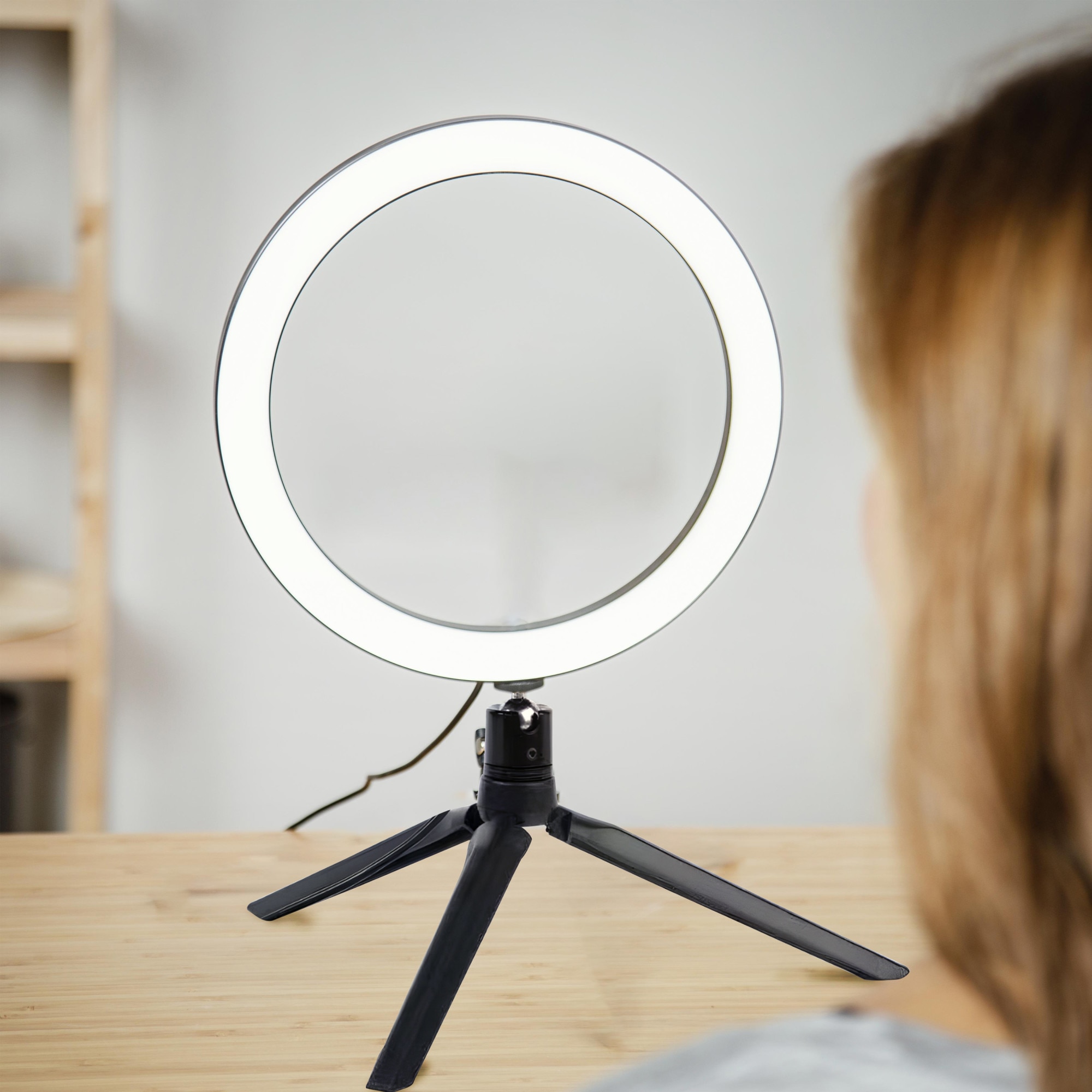 Lampa circulara Ring Light, diametru 16cm/6inch LED, conectare USB, 3 moduri de lumina, mini ...