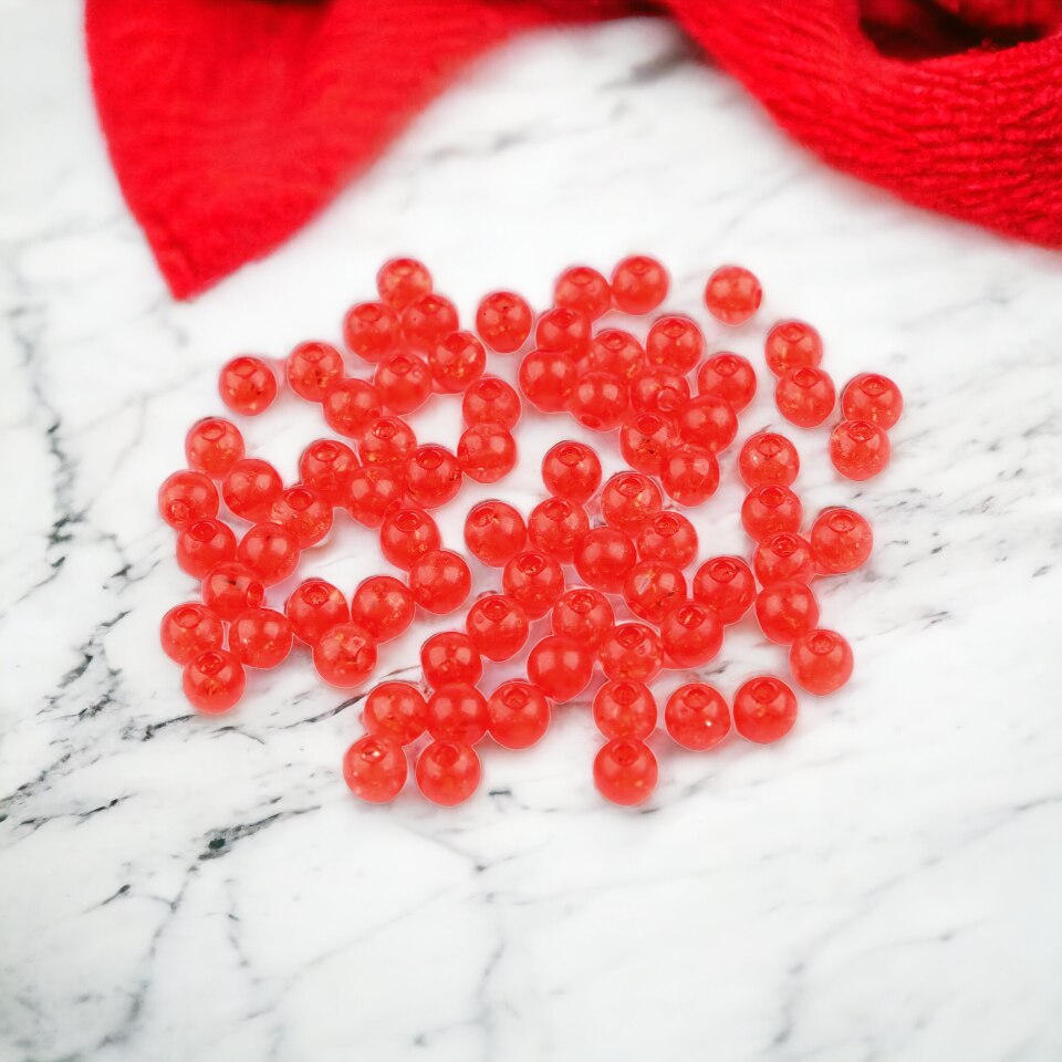 Set 250 margele plastic Cracked, diametru 6 mm, 30 g, Rosu - eMAG.ro