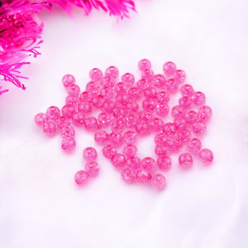 Set 250 margele plastic Cracked, diametru 6 mm, 30 g, Roz - eMAG.ro