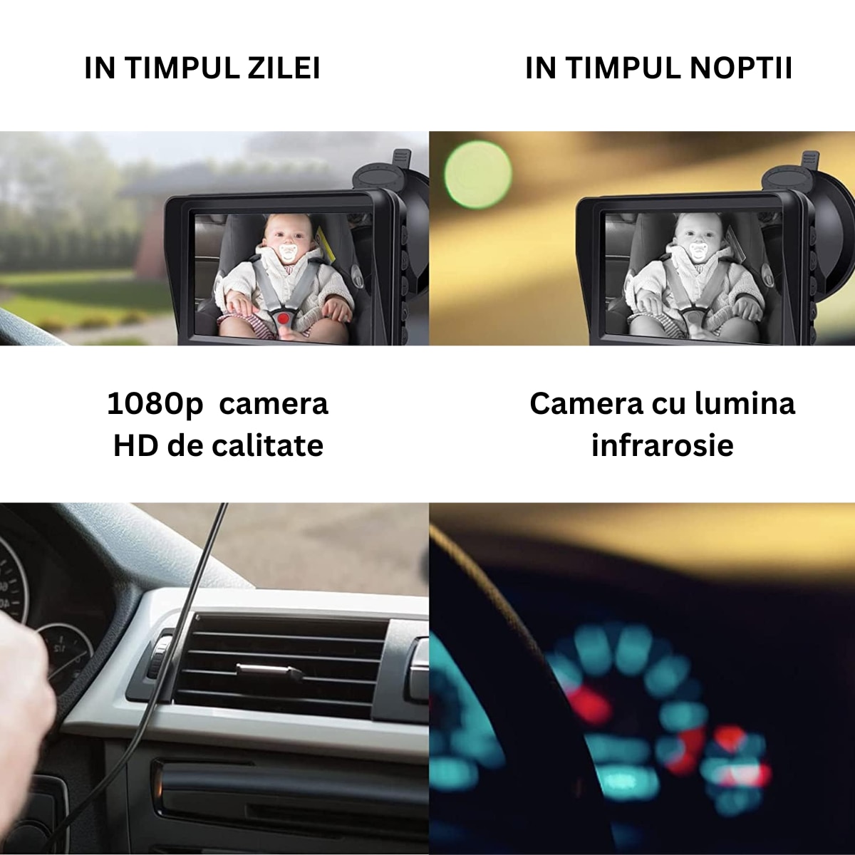 Camera video auto HD pentru monitorizare a bebelusilor si copiilor ...