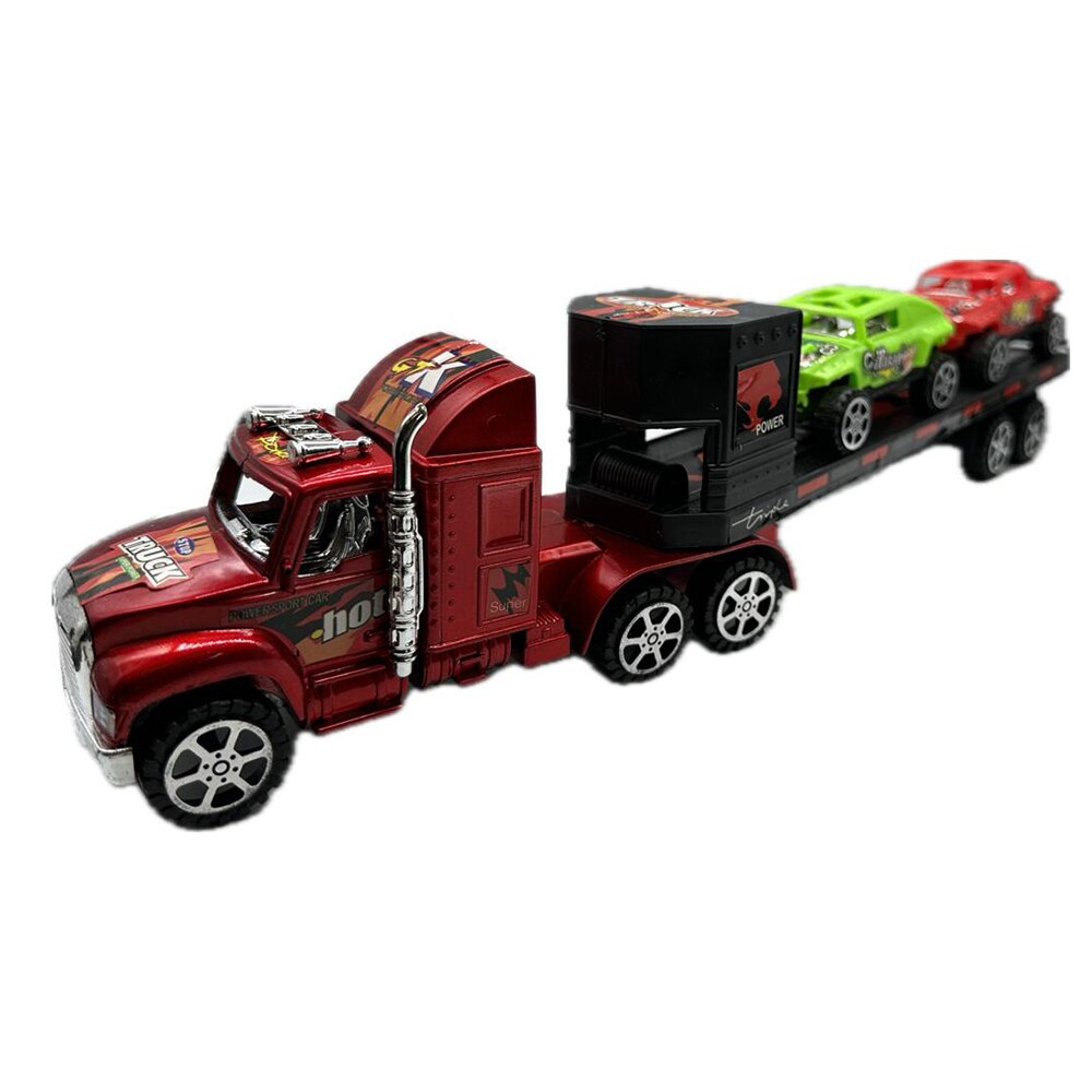 Set tir cu platforma si 2 masini de teren, Show Truck, 43 cm, Vision ...