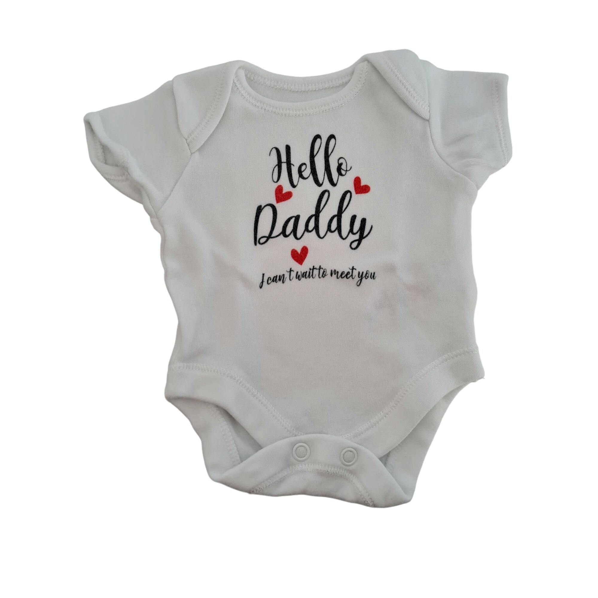 Body nou nascut, Hello Daddy-i can't wait to meet you, 56 cm, Alb - eMAG.ro