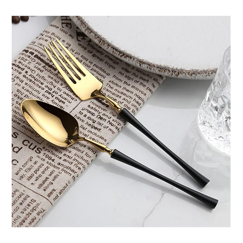 Set de tacamuri At Performance, 24 piese, din otel inoxidabil, Auriu ...