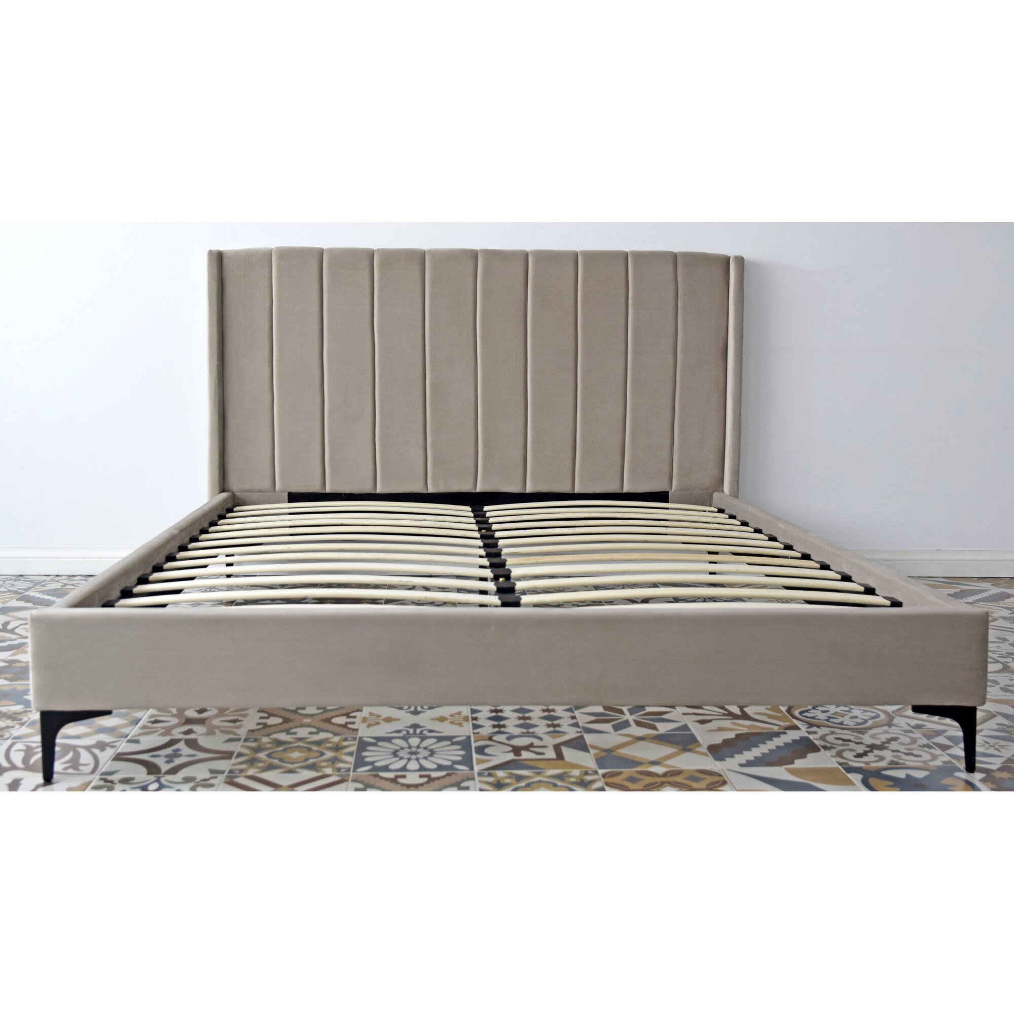 Pat Tossino 160x200 cm Tapitat Catifea Beige Somiera Inclusa Marketmob ...