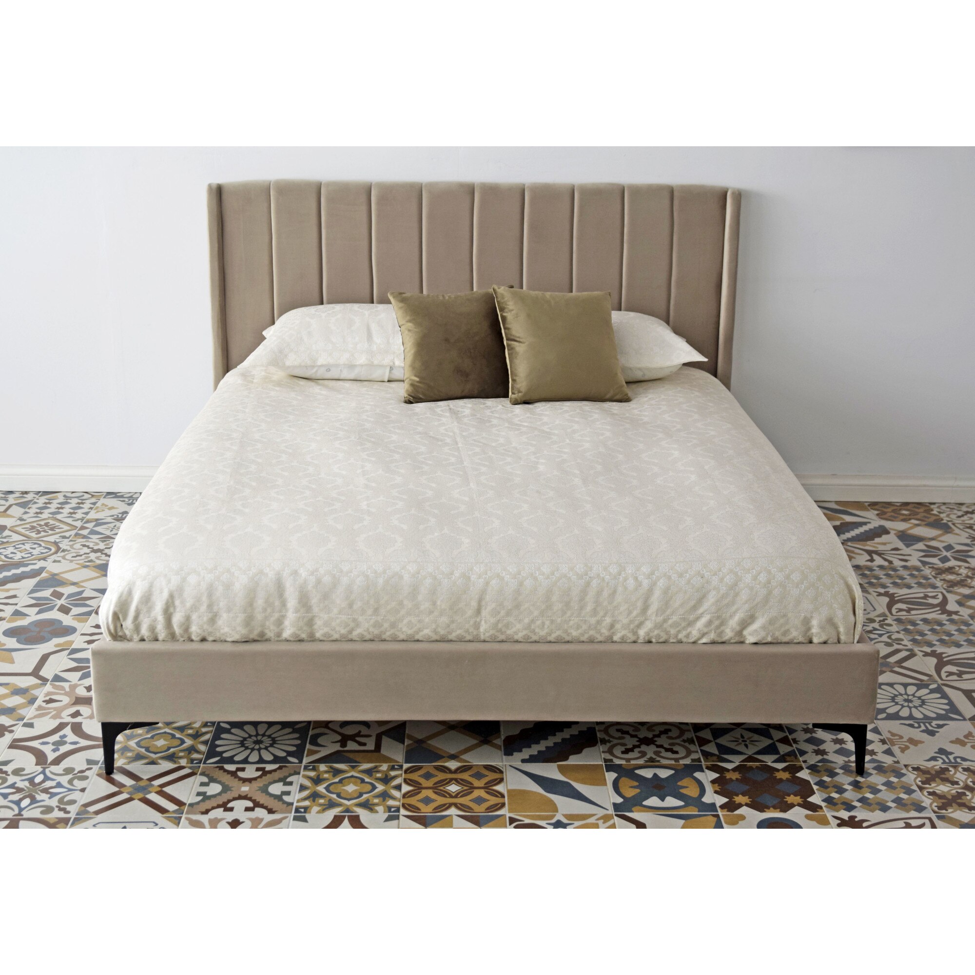 Pat Tossino 160x200 cm Tapitat Catifea Beige Somiera Inclusa Marketmob ...