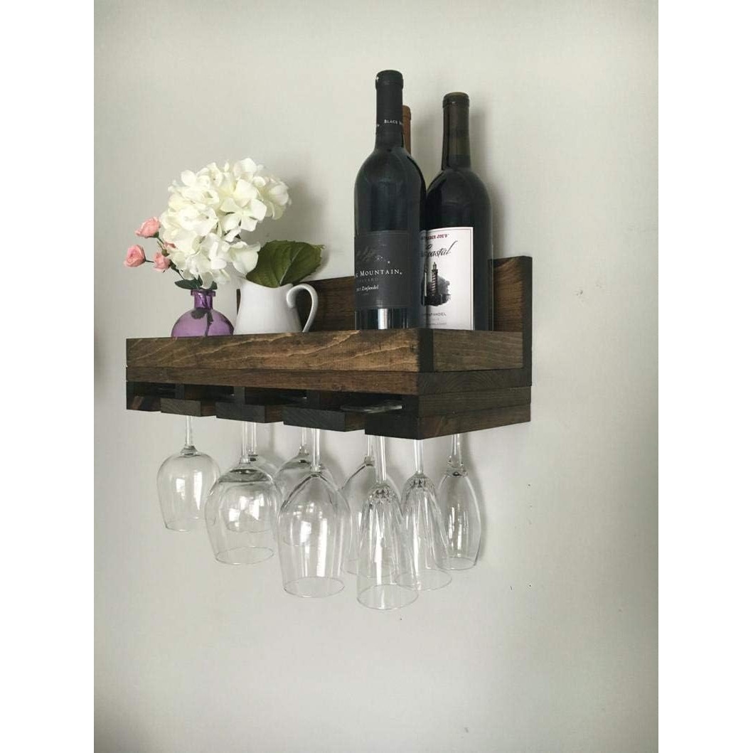 Raft pentru sticle de vin si pahare, Wink Wine, 50×15.5×13.2 cm, nuc ...