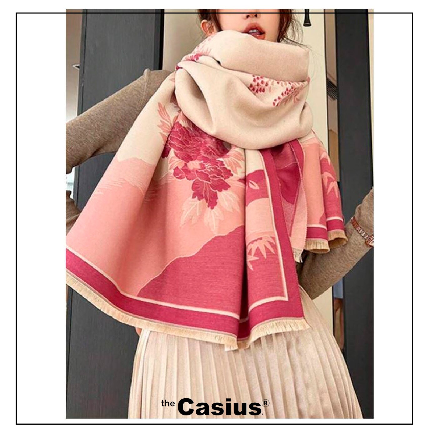 Esarfa lunga tip sal pentru dama din materiale premium, model flori ...