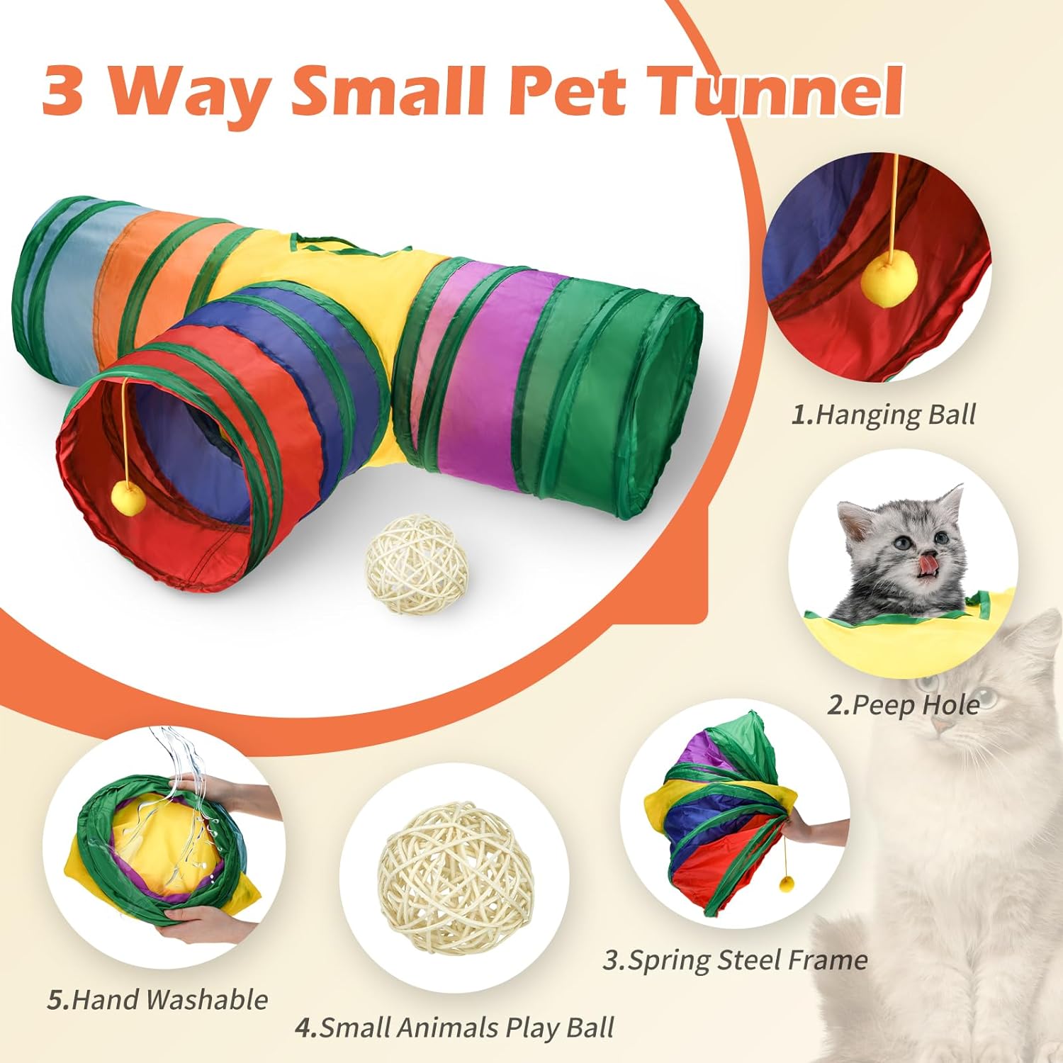 Tunel interactiv pentru animale de talie mica, Zola®, poliester, 80x55 ...