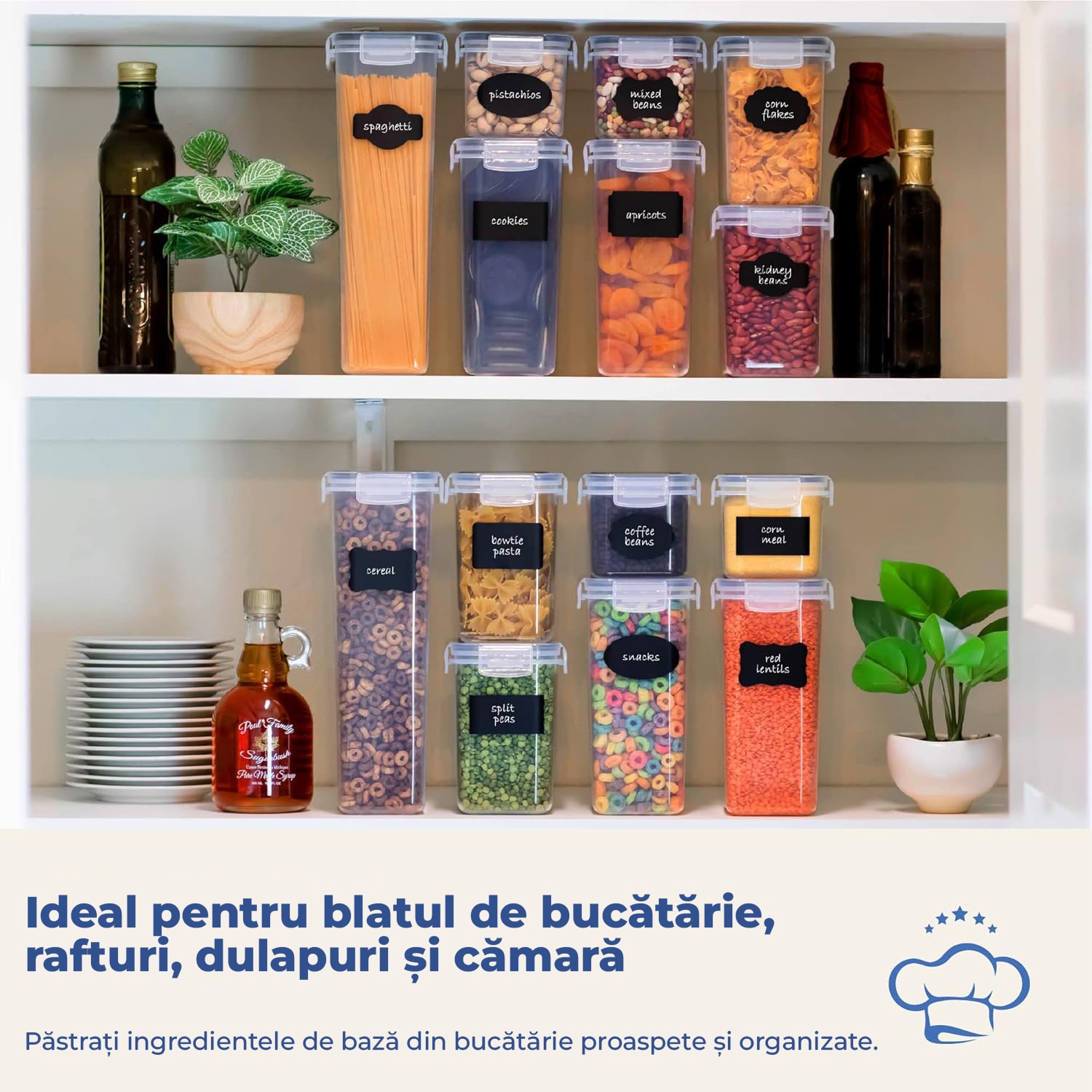 Set 24 de Recipiente pentru Bucatarie, pentru Stocarea Alimentelor ...
