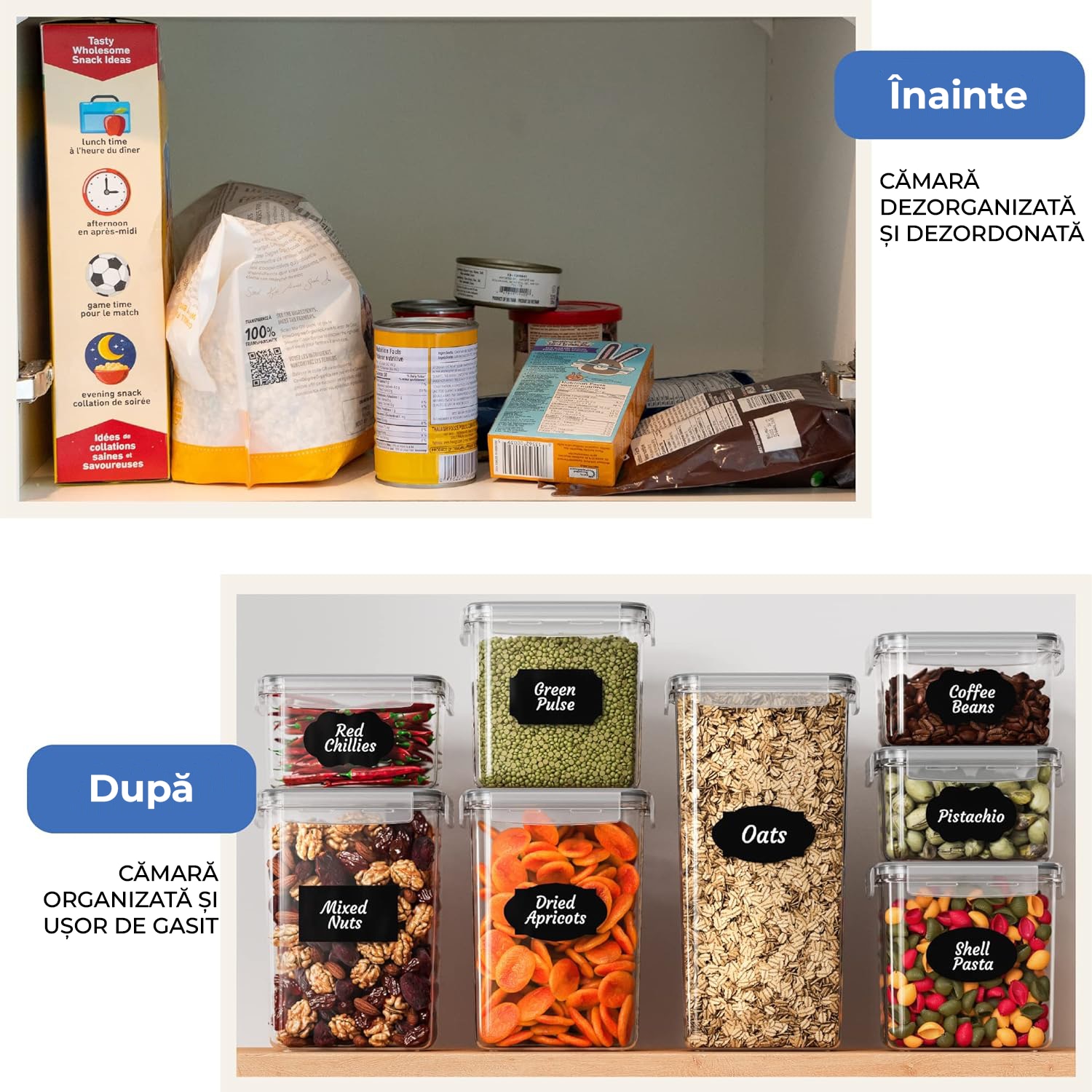 Set 24 de Recipiente pentru Bucatarie, pentru Stocarea Alimentelor ...