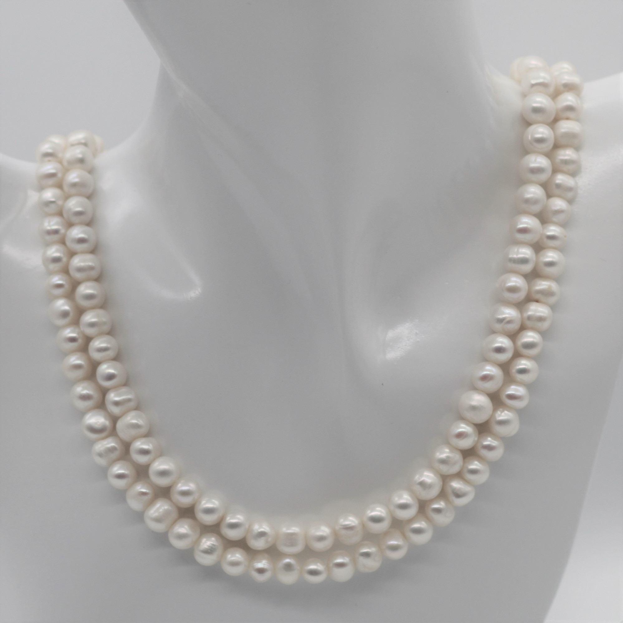 Colier dublu din perle naturale, argint 925, 49 cm - eMAG.ro