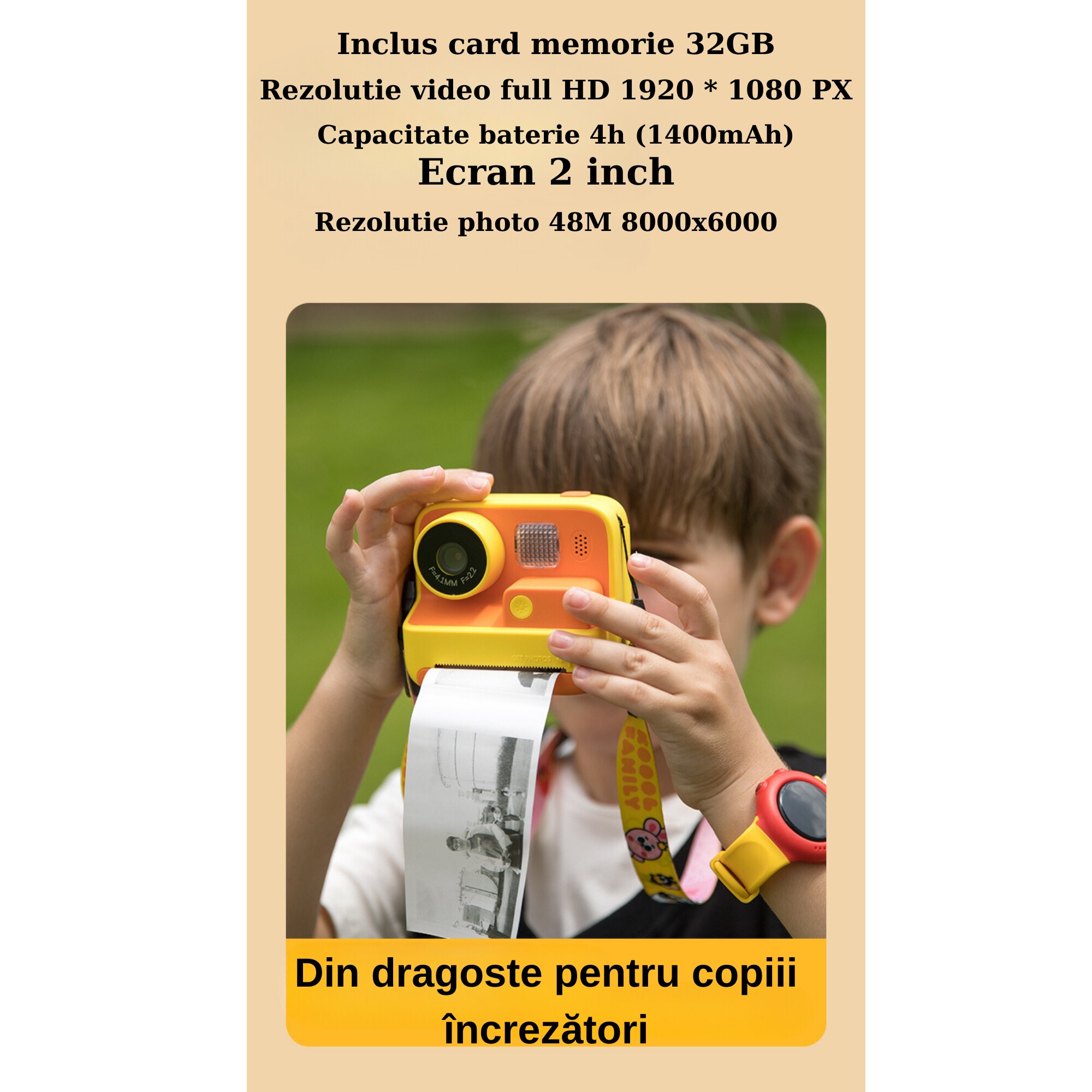 Camera foto video FULL HD pentru copii, storeful, cu functie de ...