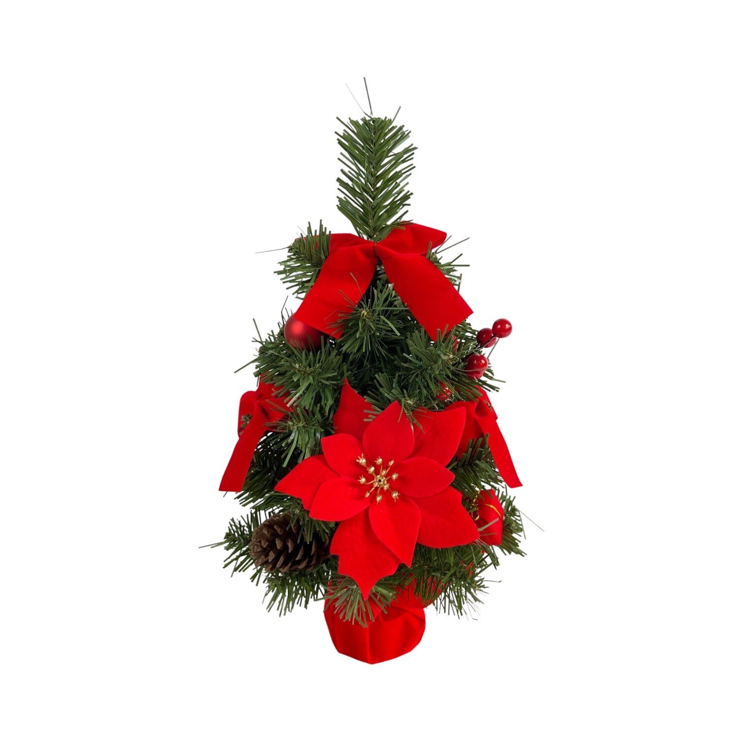 Bradut de Craciun, decoratiuni rosii, 40 cm, 0521 - eMAG.ro