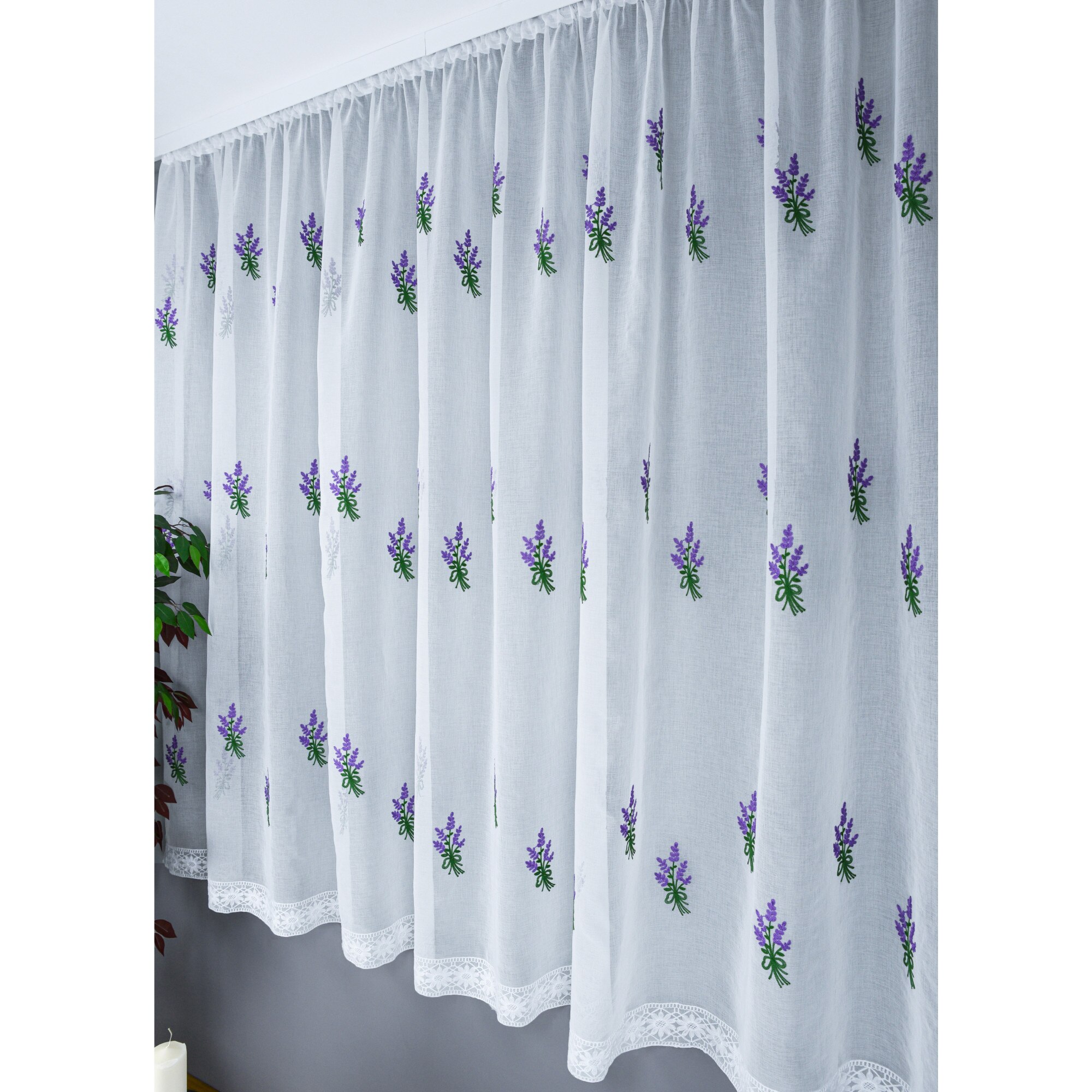 Perdea de bucatarie model MARGO Lavanda, 400x150 cm, cu rejansa - eMAG.ro