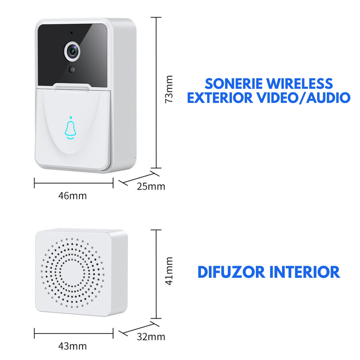 Sonerie cu Interfon Video Smart Wireless fara fir VisionHub®, Camera ...
