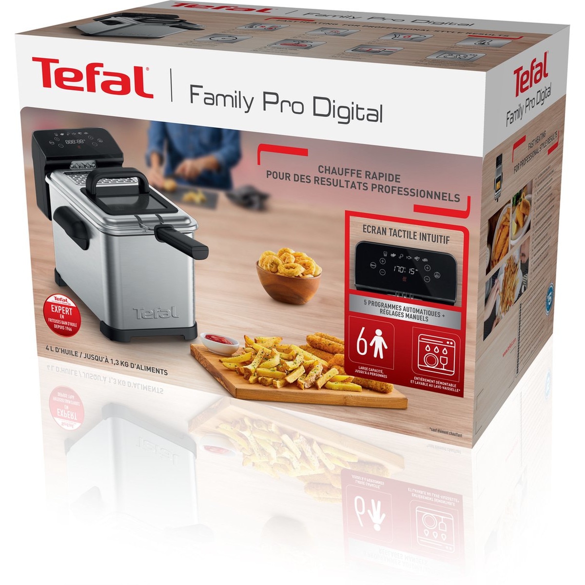 Friteuza Tefal Family Pro Digital FR507D, 2400 W, 4 L, filtru, Negru/Inox - eMAG.ro