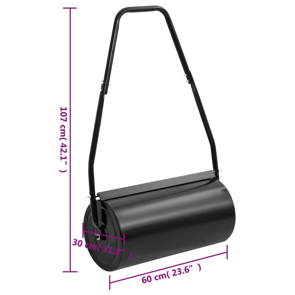 VidaXL Валяк за трева за градината, дръжка, черен, 42 L, желязо и ...