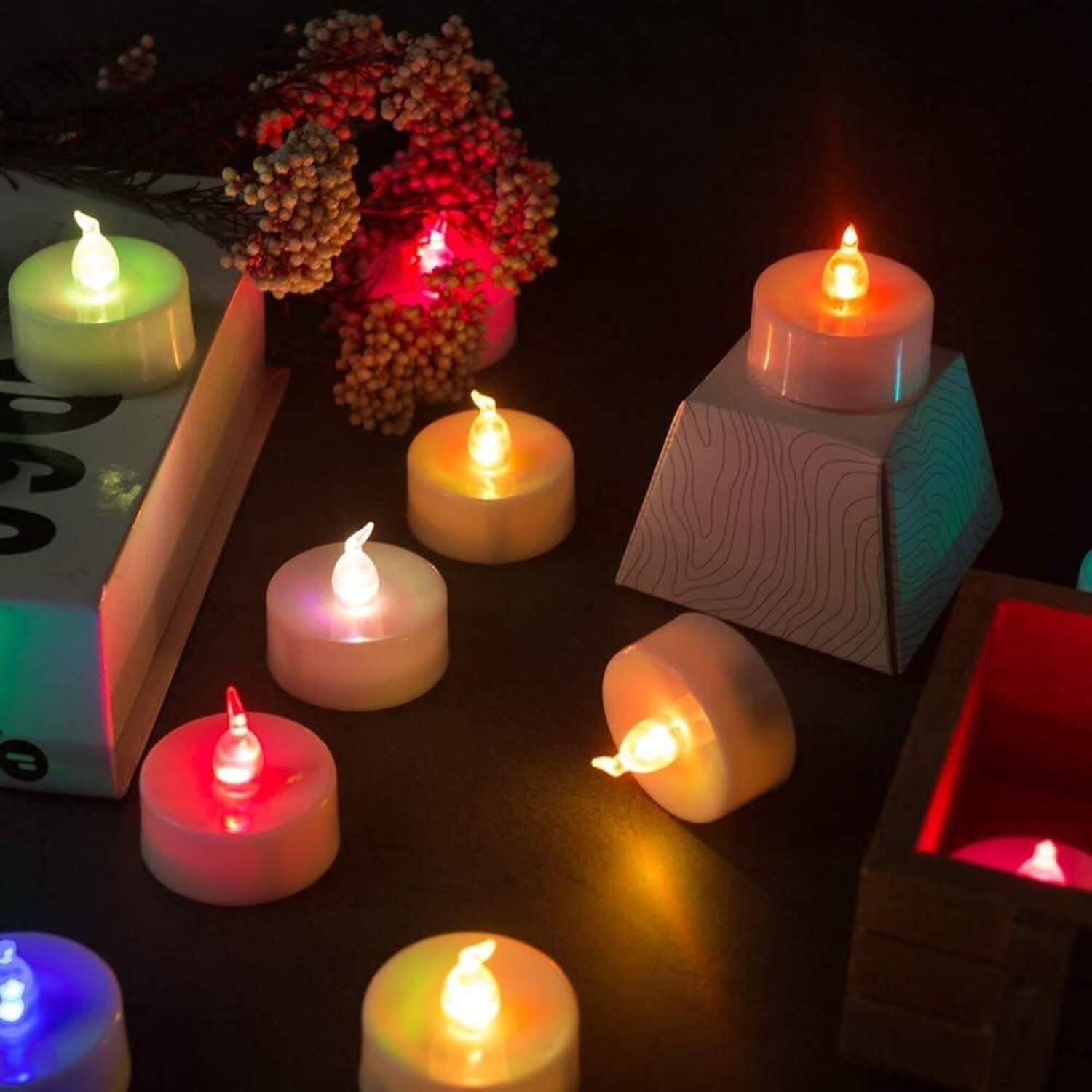 Set 6 Lumanari LED, Multicolor, Electrice, Functie de schimbare a ...