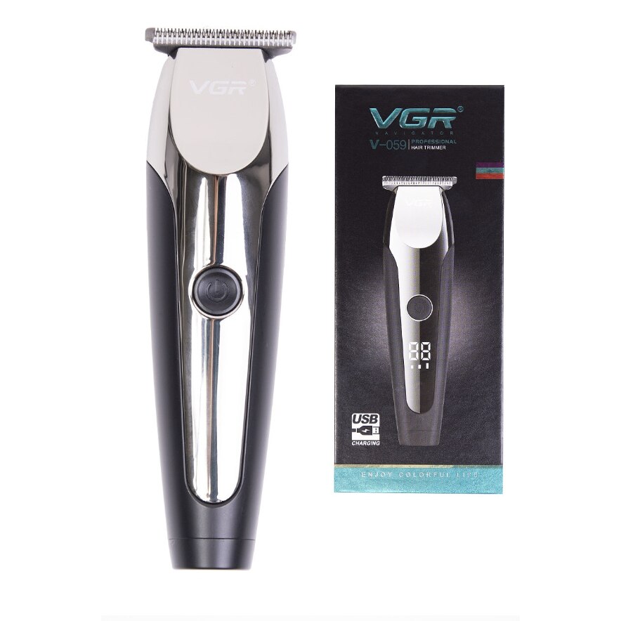 Masina de tuns profesionala cu acumulator, VGR V-059, afisaj LED, 6 gratare 1.5mm - 13mm, Negru ...