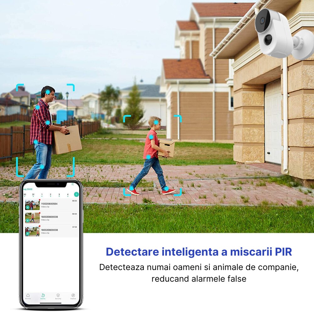 Camera de supraveghere cu panou solar MaGeCa®, Wi-Fi 2.4 Ghz, Baterie ...