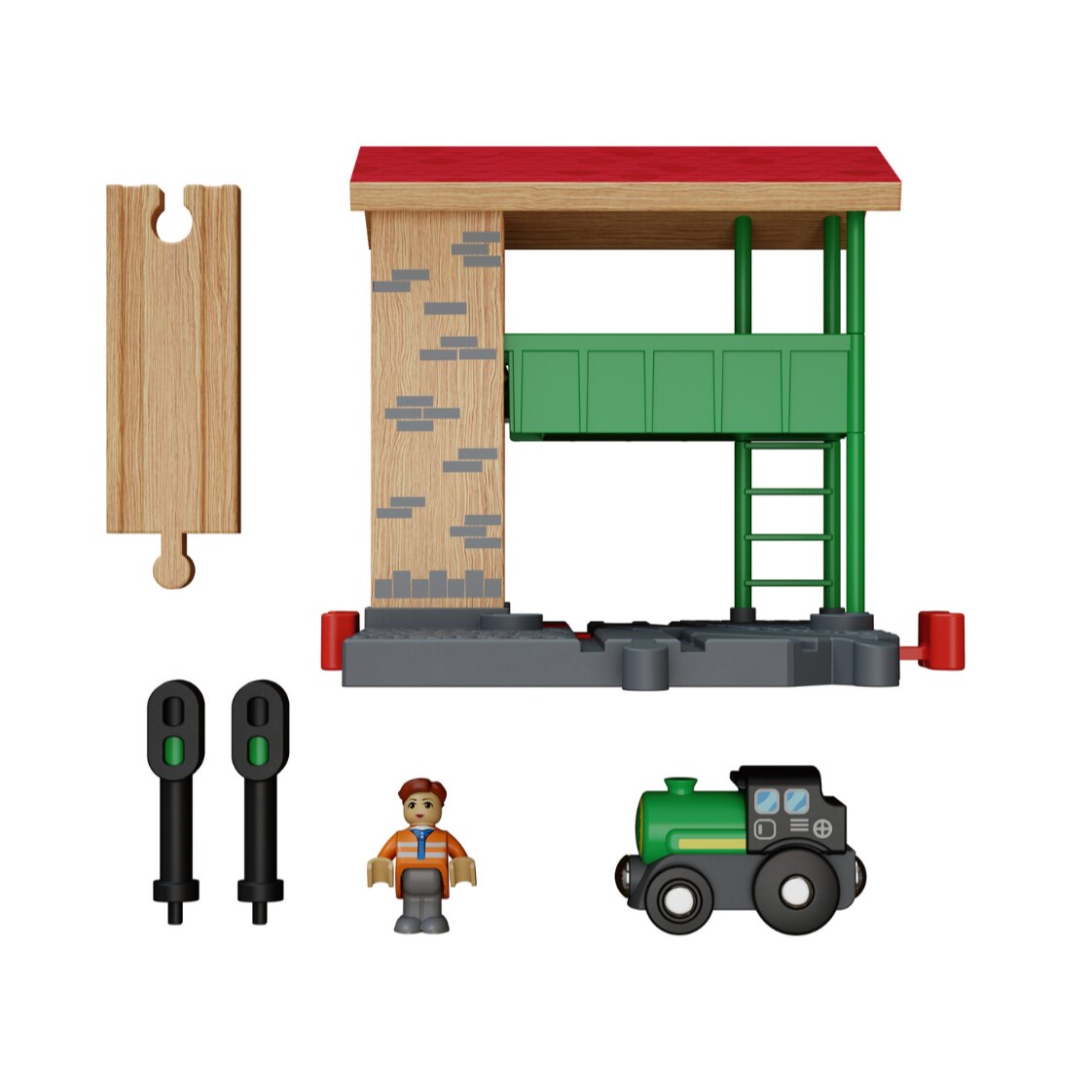 Comutator tren, Playtive, cu semafor, 4 piese - eMAG.ro