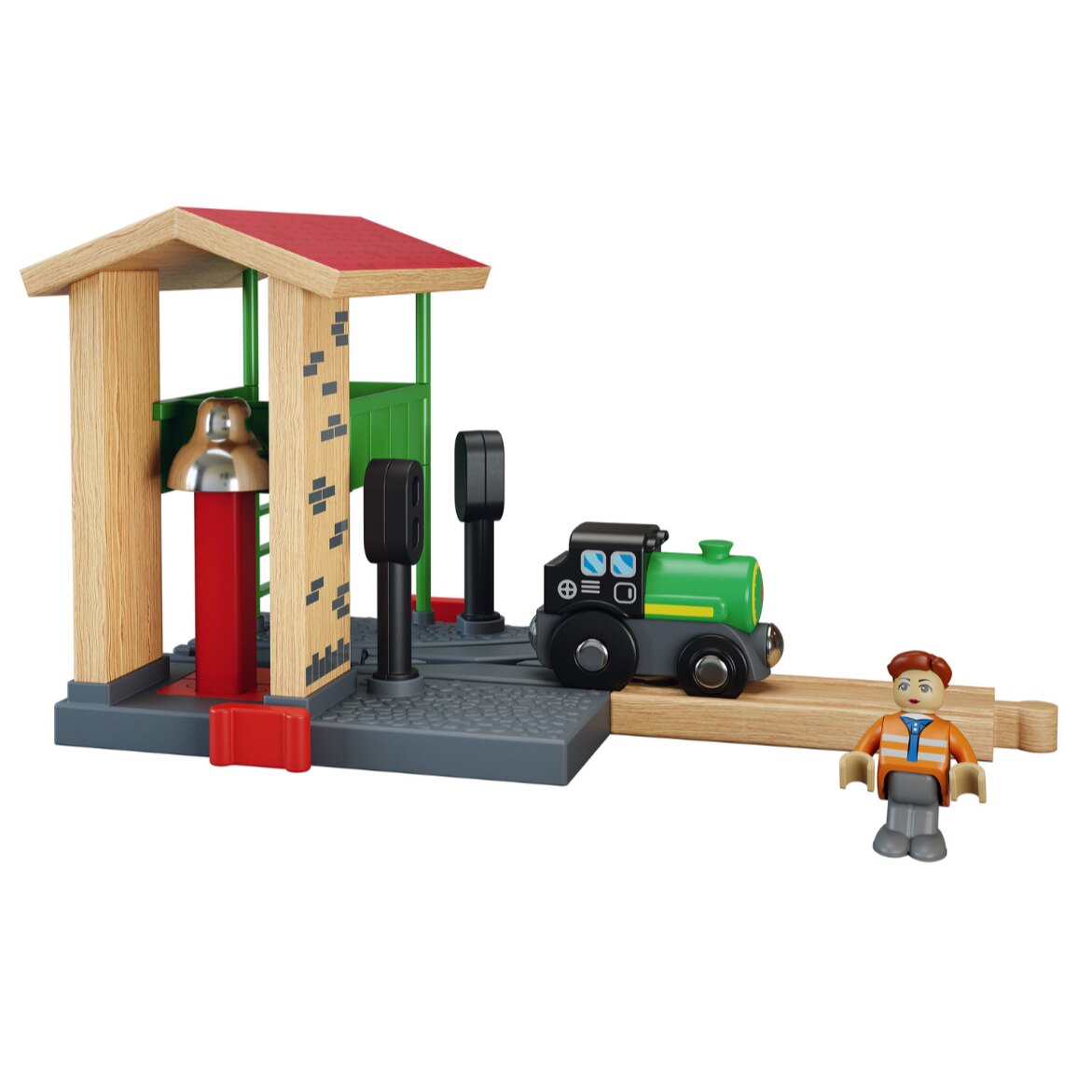 Comutator tren, Playtive, cu semafor, 4 piese - eMAG.ro