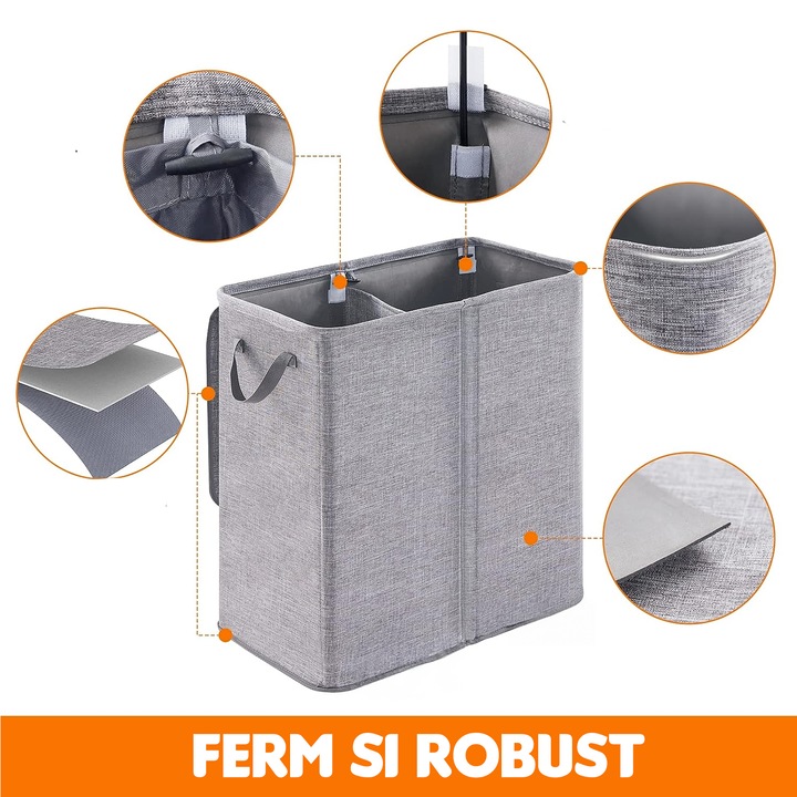 Cos de rufe pliabil, cu capac si saci de rufe detasabili, 2 ...