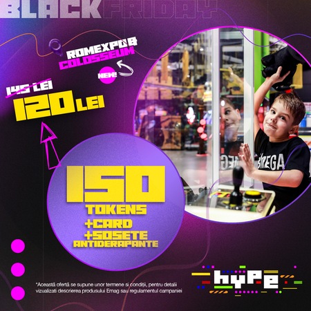 Voucher Hype Arena 150 tokens, 1 persoana, 1 intrare, Hype Romexpo si Hype Colosseum, Bucuresti ...