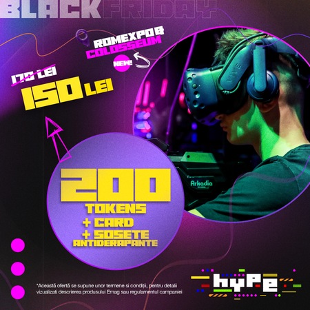 Voucher Hype Arena 200 tokens, 1 persoana, 1 intrare, Hype Romexpo si Hype Colosseum, Bucuresti ...
