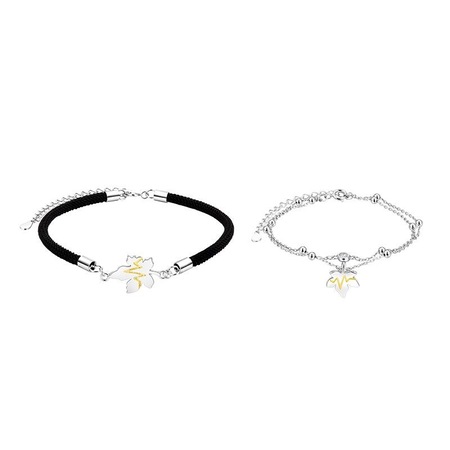 Set 2 bratari cuplu de frunze de artar, model batai de inima, reglabila ...