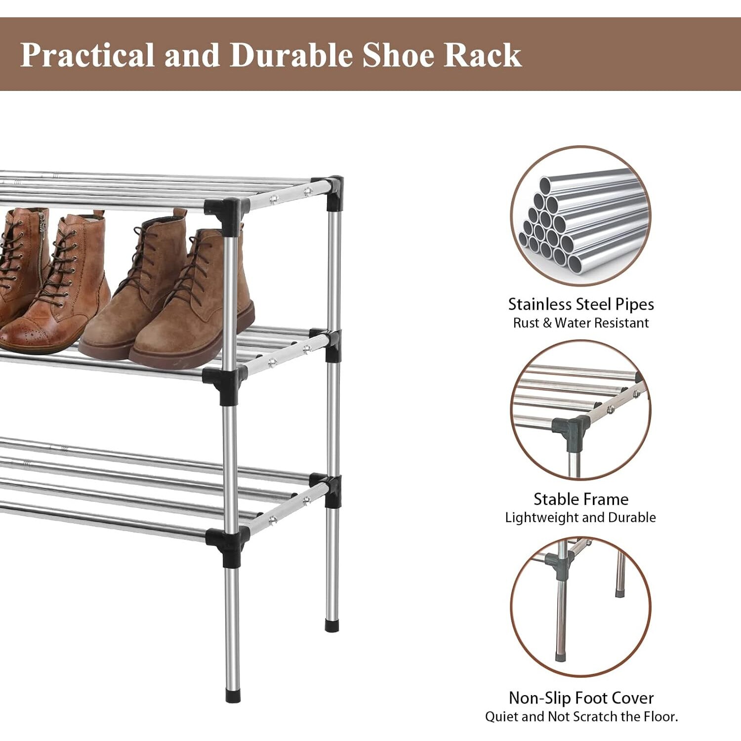 Рафт за обувки, Anmar, рафт на 3 нива, 80x28x57см - eMAG.bg