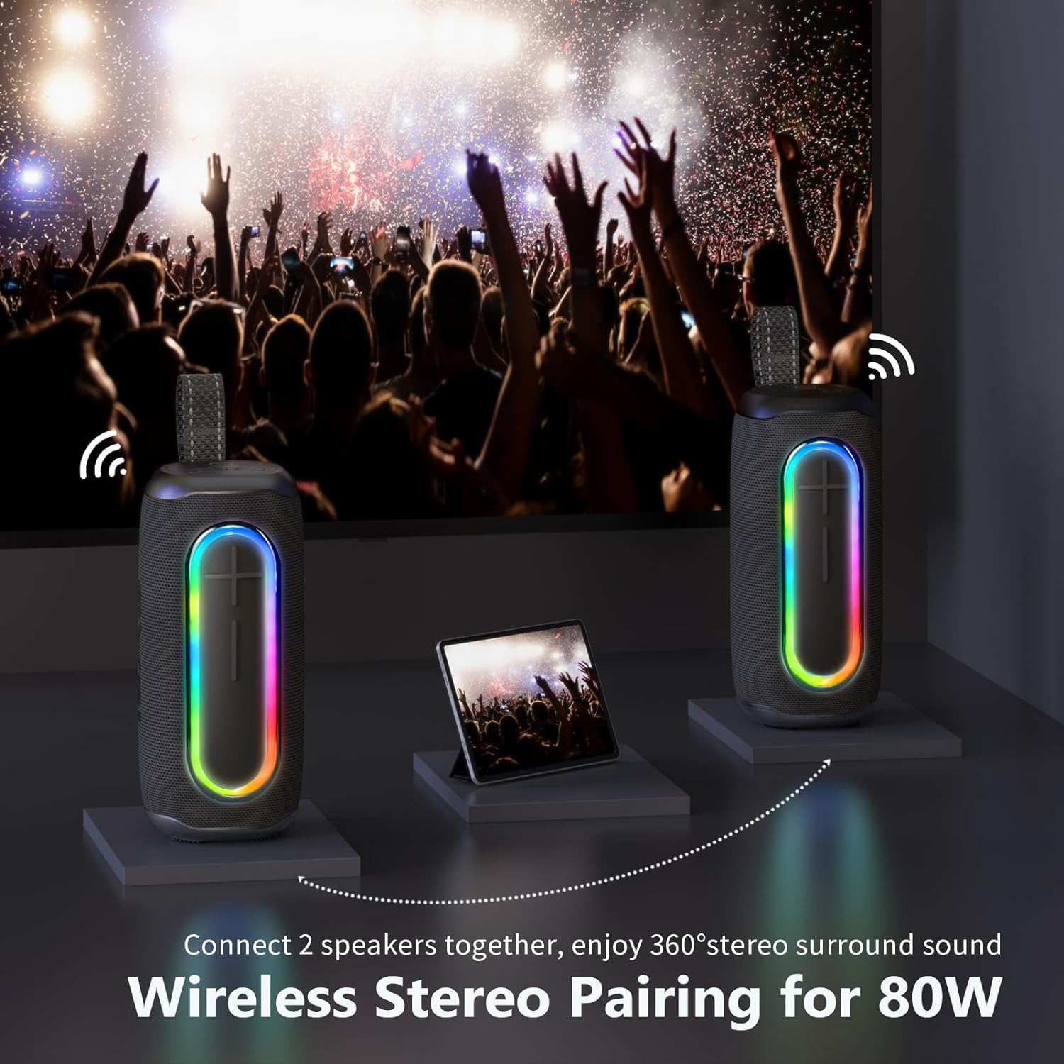 Boxa Portabila, AWEI, 40 W, IPX7, RGB, Bluetooth 5.3, Negru - eMAG.ro