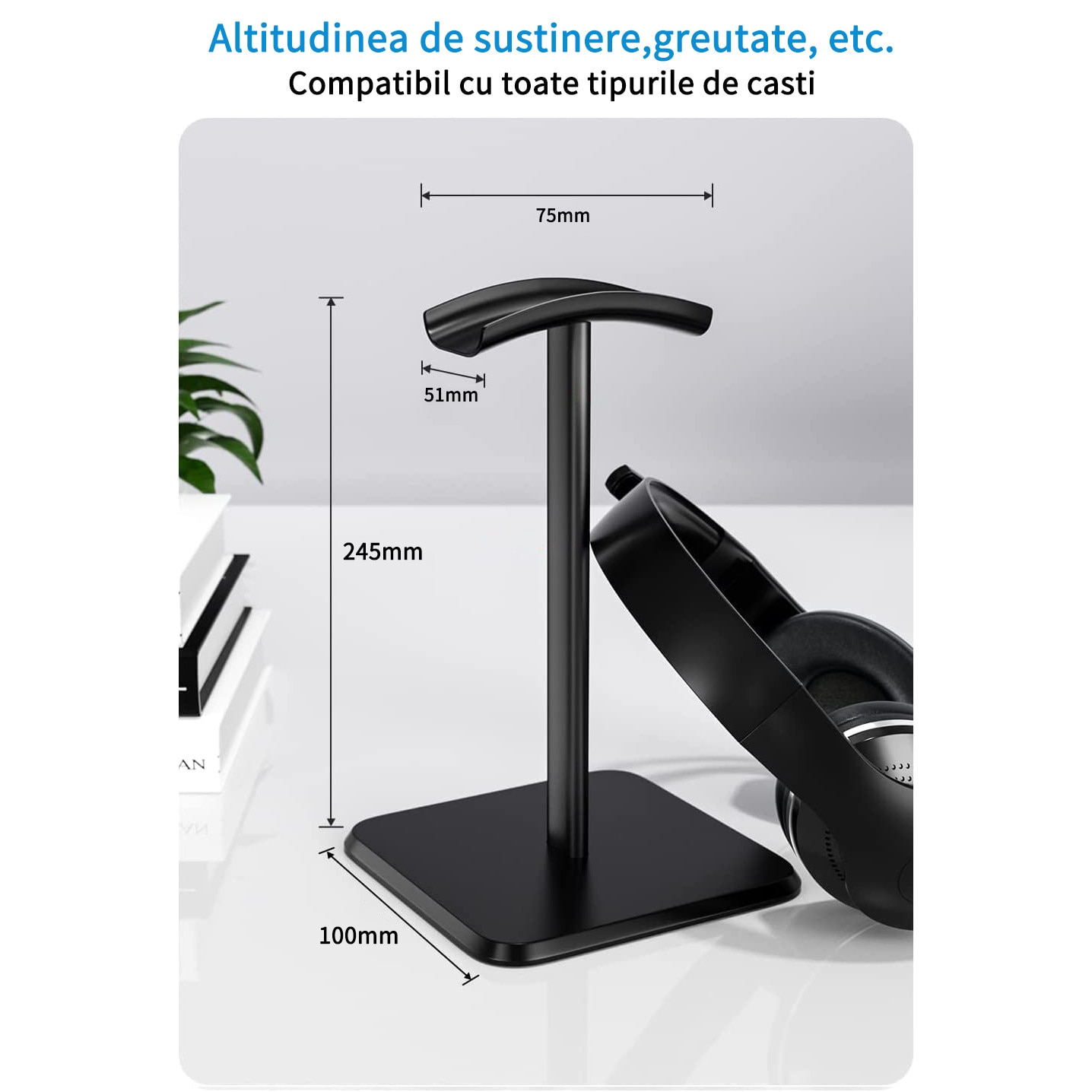 Suport pentru casti, Pentru masa, suport detasabil pentru casti cu ...