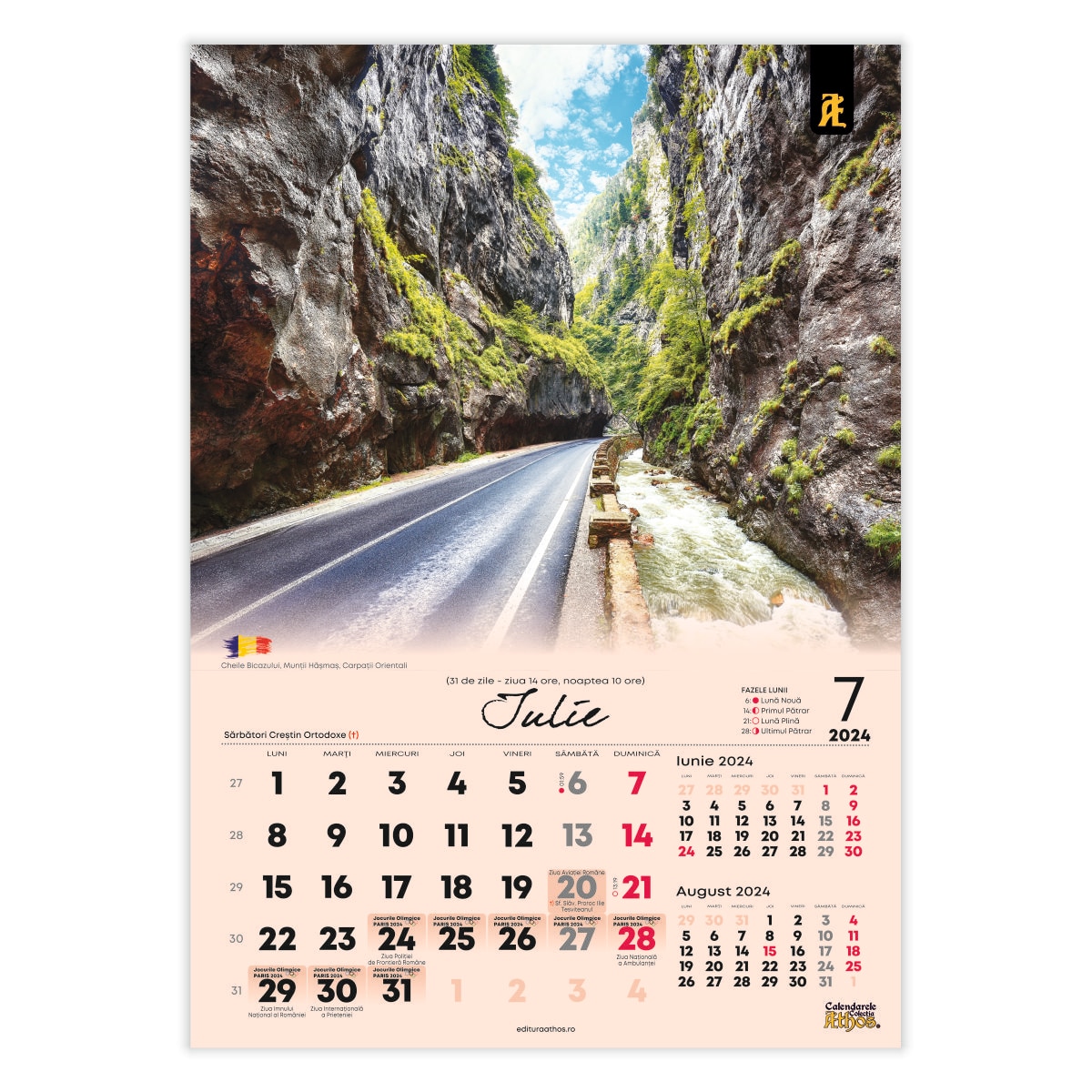 Calendar de perete 2024, Romania, peisaje pitoresti, format B3, 33x47 ...